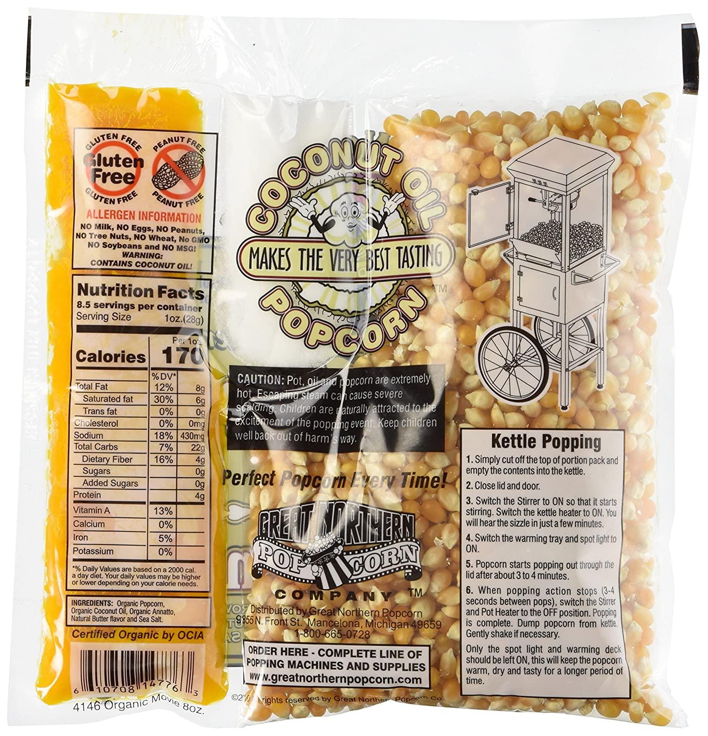 Certified Organic 8 Oz Movie Theater Great Northern Popcorn Portion ...