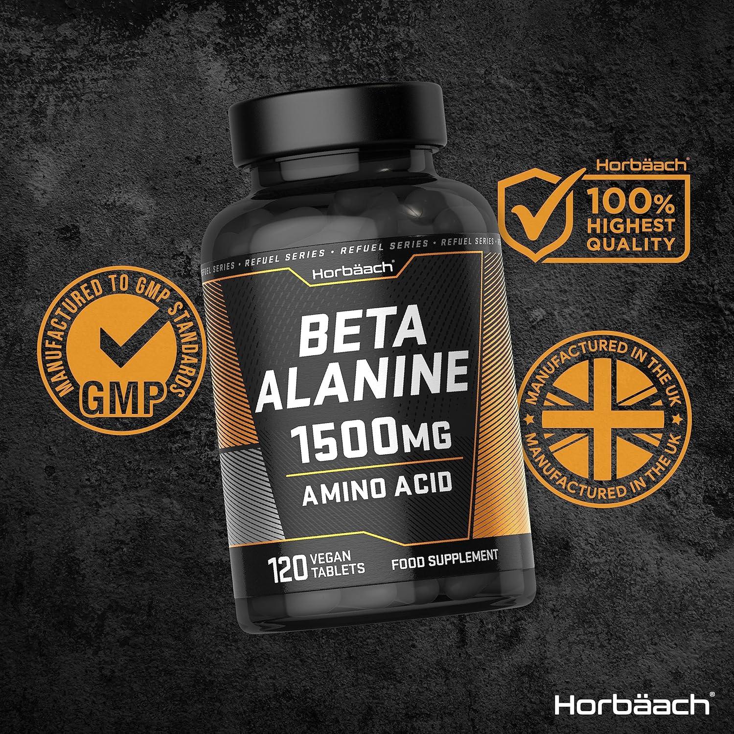 Horbaach Beta Alanine 1500mg | 120 Vegan Tablets | Premium Amino Acid ...