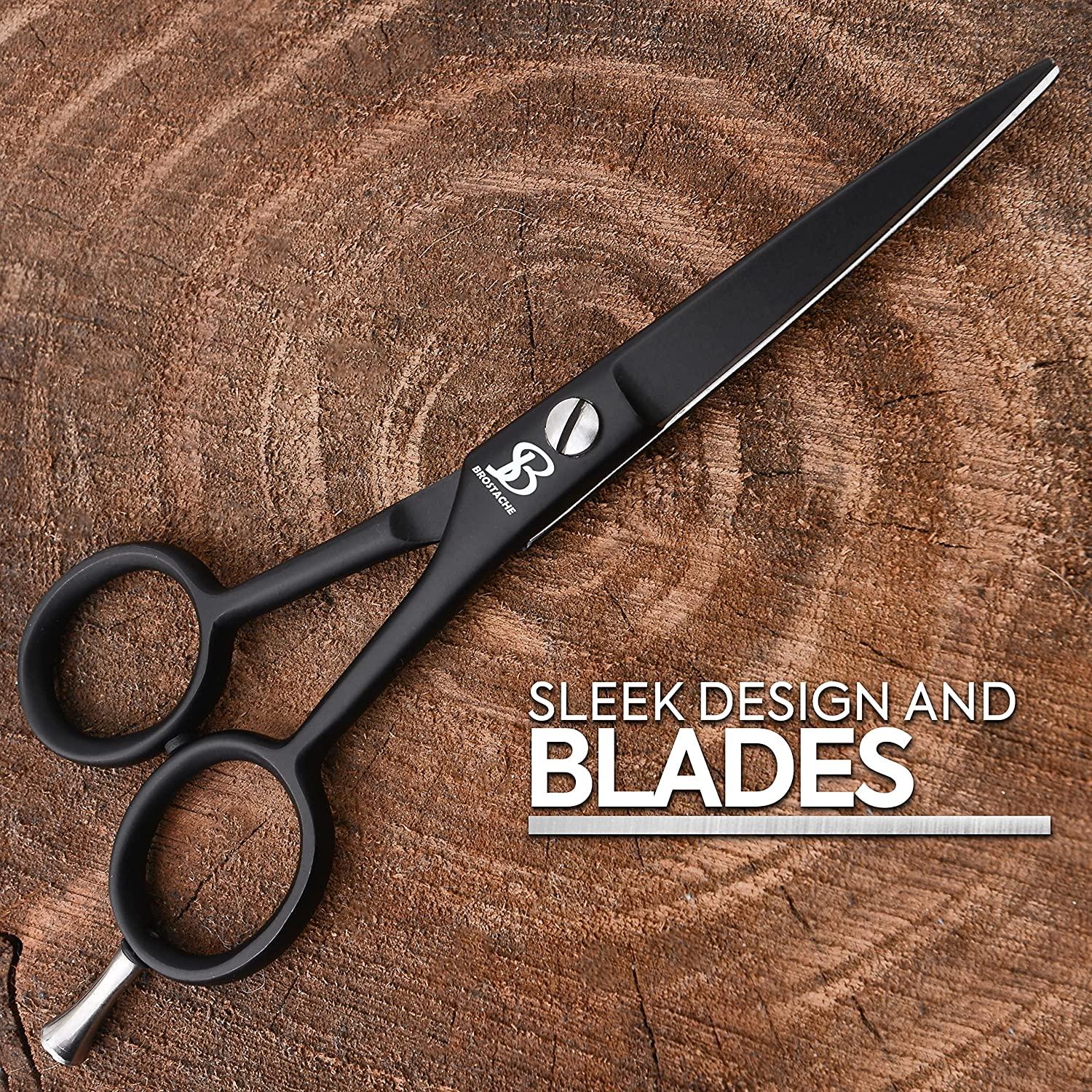 BROSTACHE Beard & Mustache Scissors for Men - Hand-Forged with Bevel ...