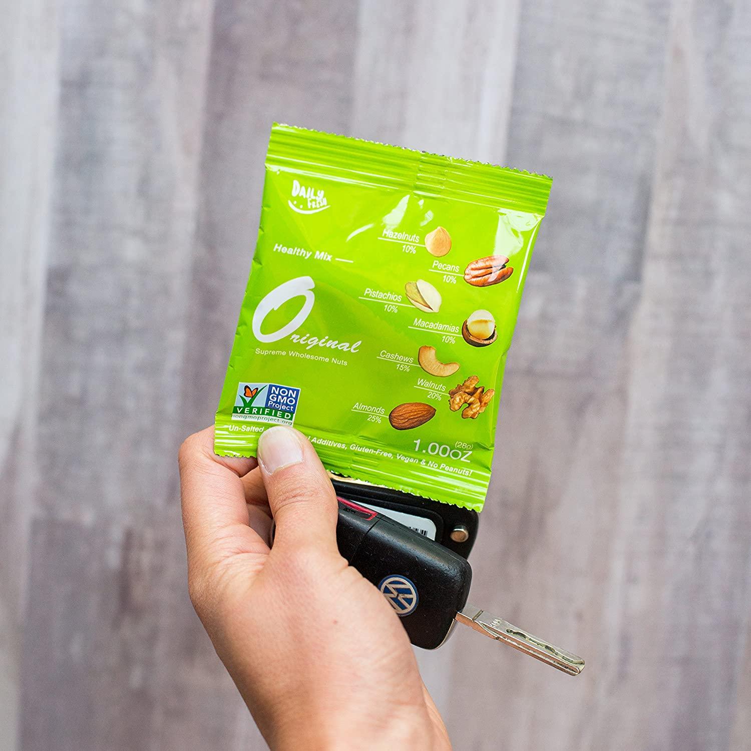 Daily Gourmet Nuts - Unsalted Mixed Nuts Snack Packs - 24 Individually ...