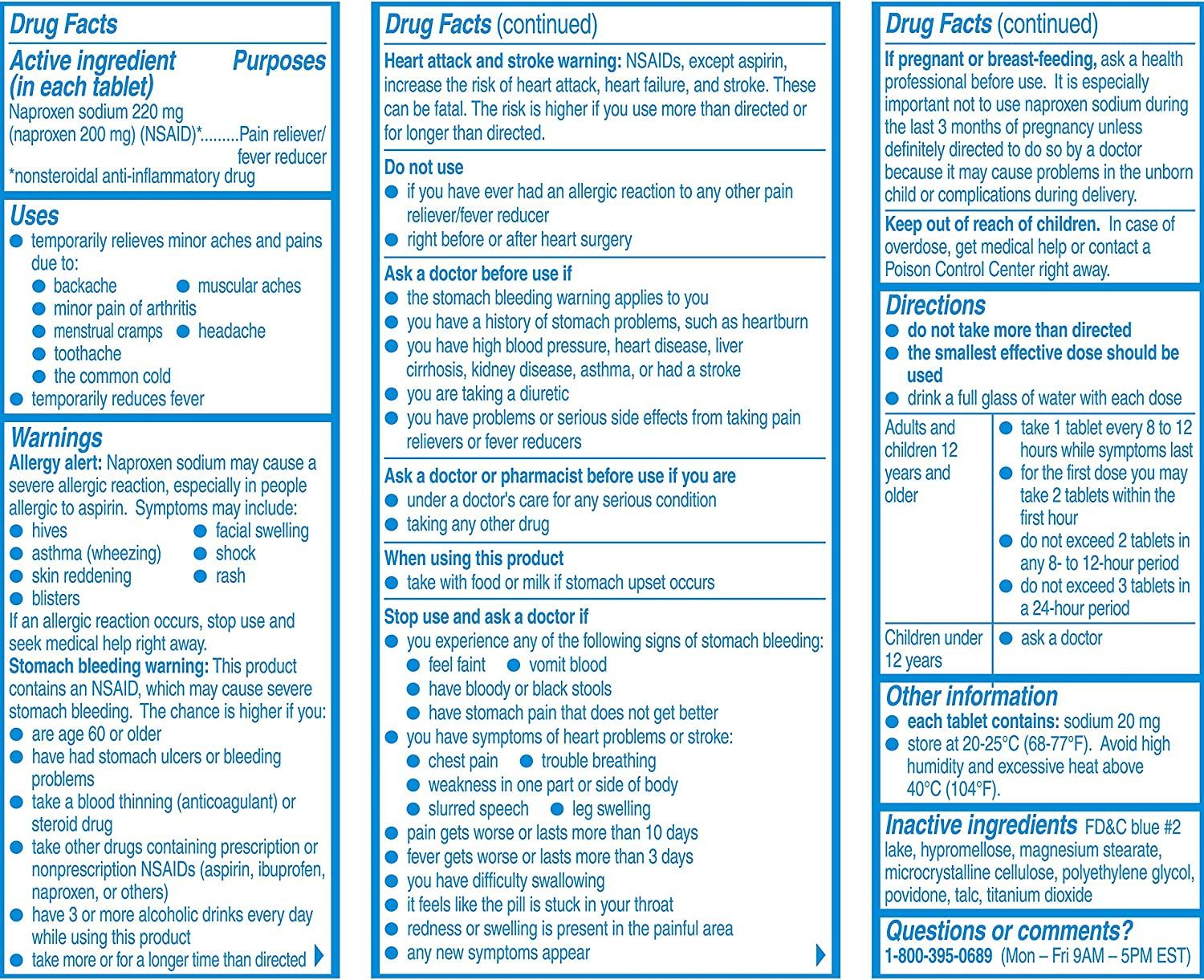 100 Count Aleve Back and Muscle Pain Tablets - Fast Acting Relief for ...