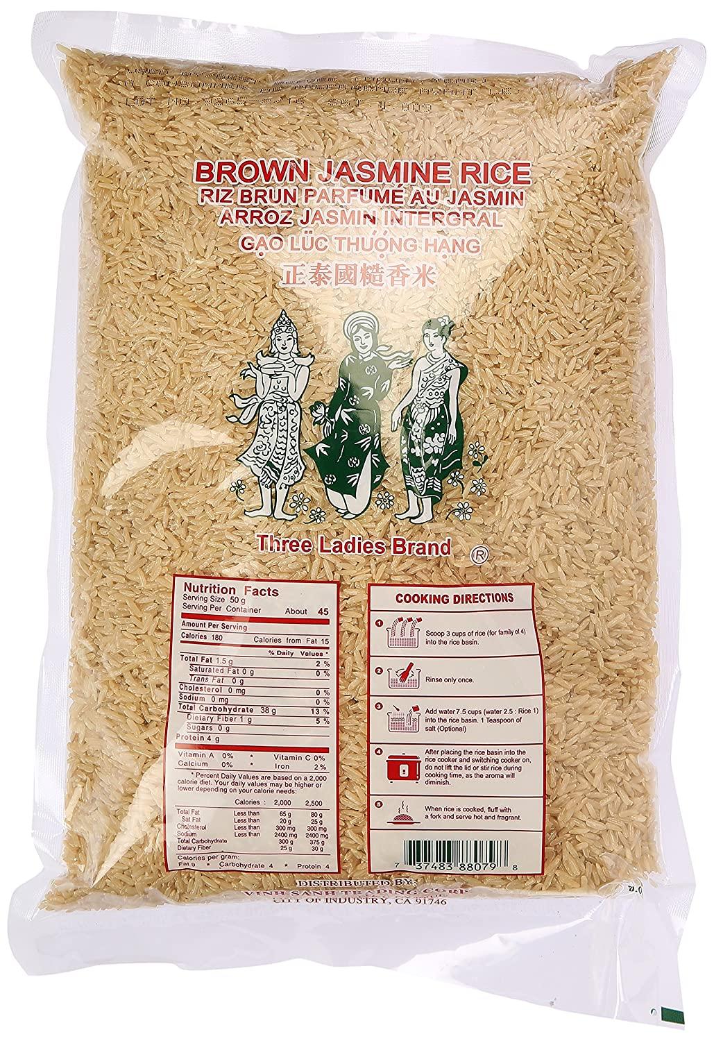 Three Ladies Brown Jasmine Rice 5 lbs - Premium Quality Thai Rice | Buy ...