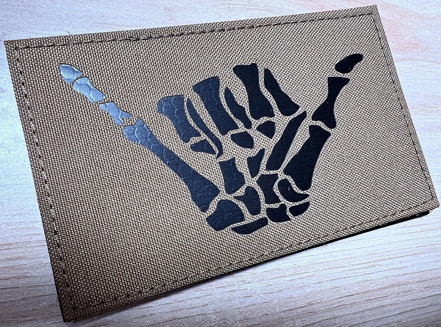 5x3 inch Large Infrared IR Skull Skeleton Middle Finger Patch Tactical ...