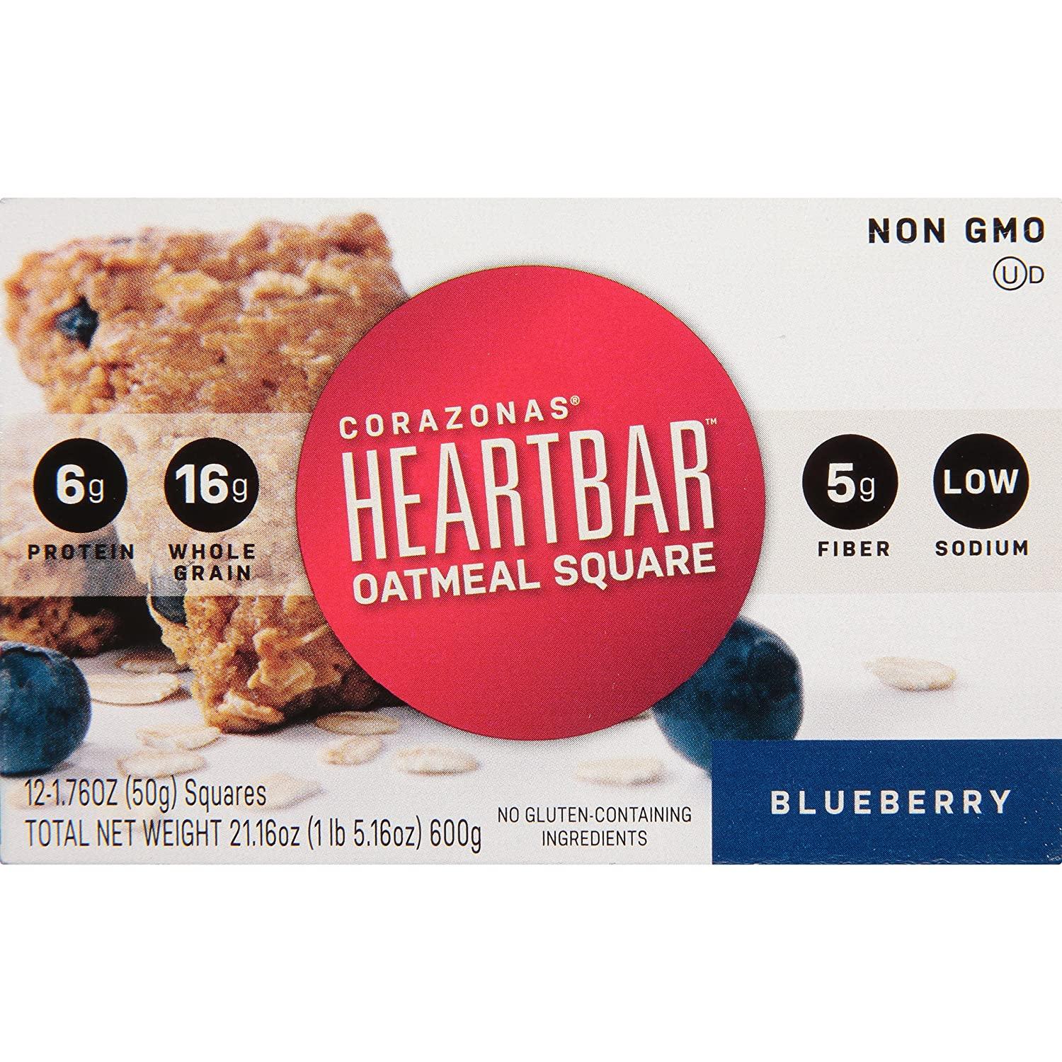 Corazonas Heartbar Blueberry Oatmeal Square 1.76 oz (Pack of 12 ...
