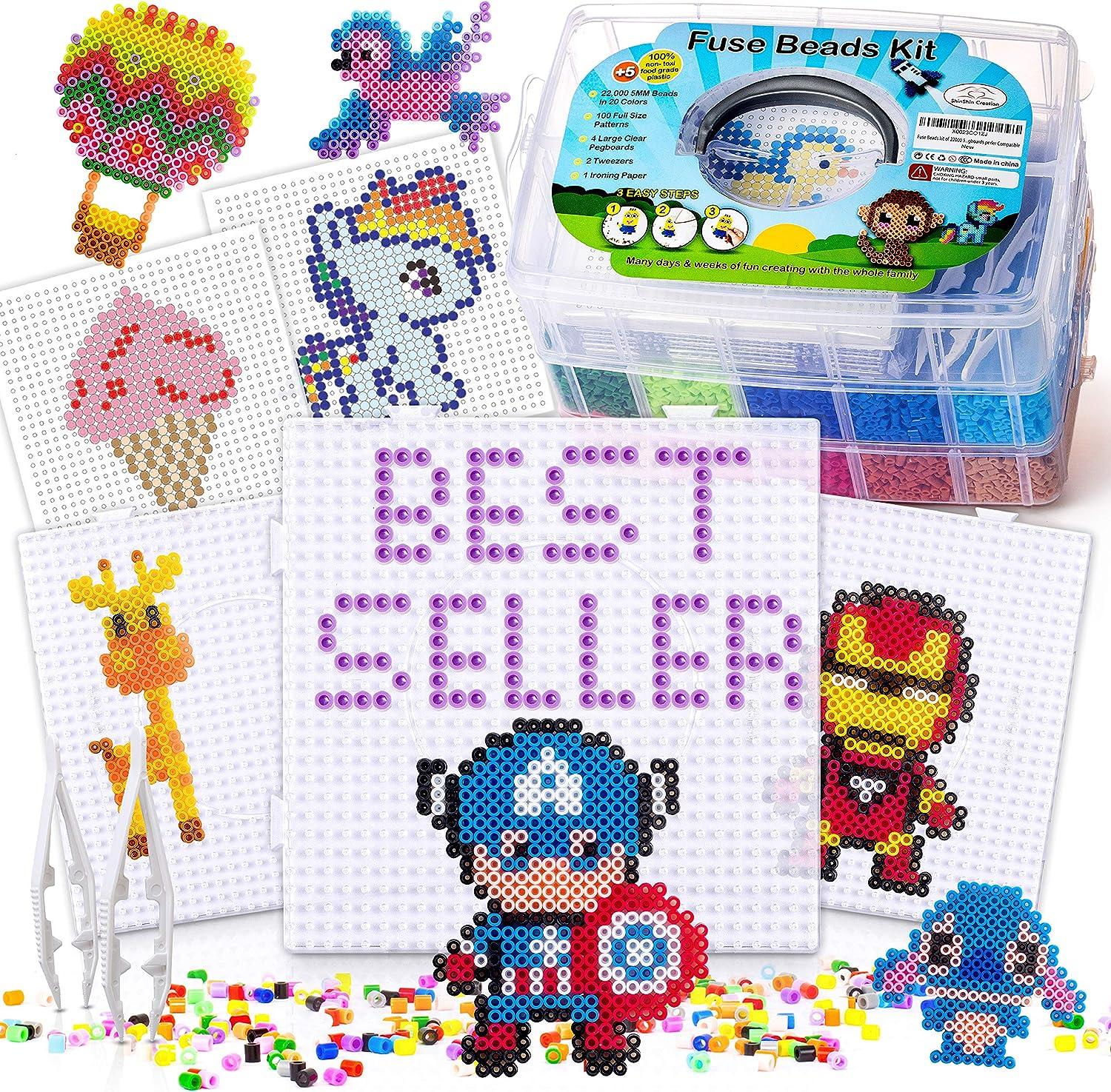 22,000 5mm Fuse Beads Kit with 100 Patterns, Pegboards, Tweezers ...