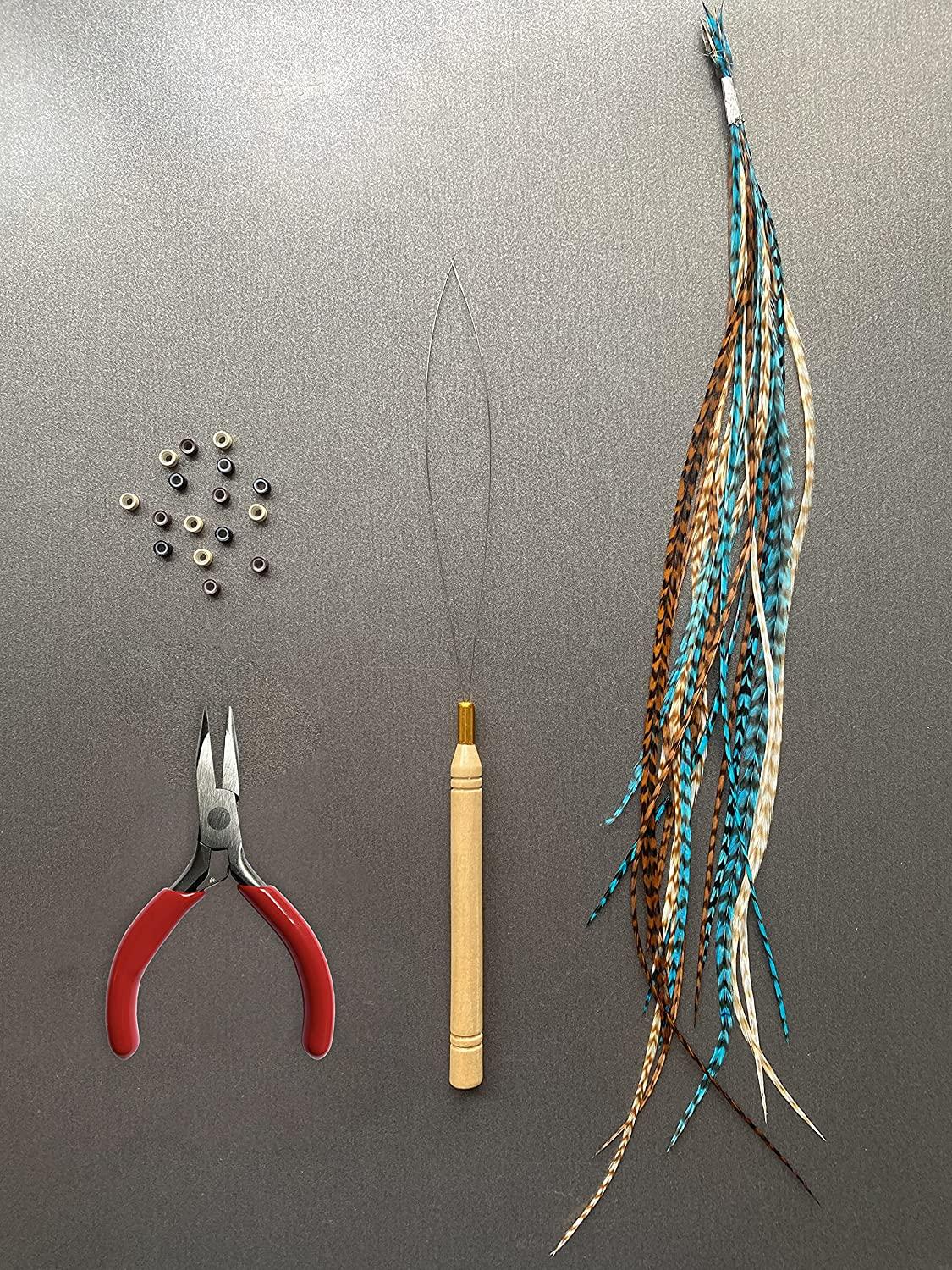 Real Rooster Feather Hair Extensions - Long Natural Colors (NBT Striped ...