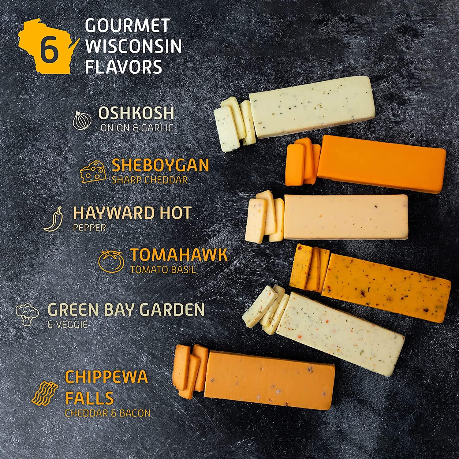 HunkaChunka Wisconsin Cheese Gift Basket Includes 6 Cheddar Cheese ...