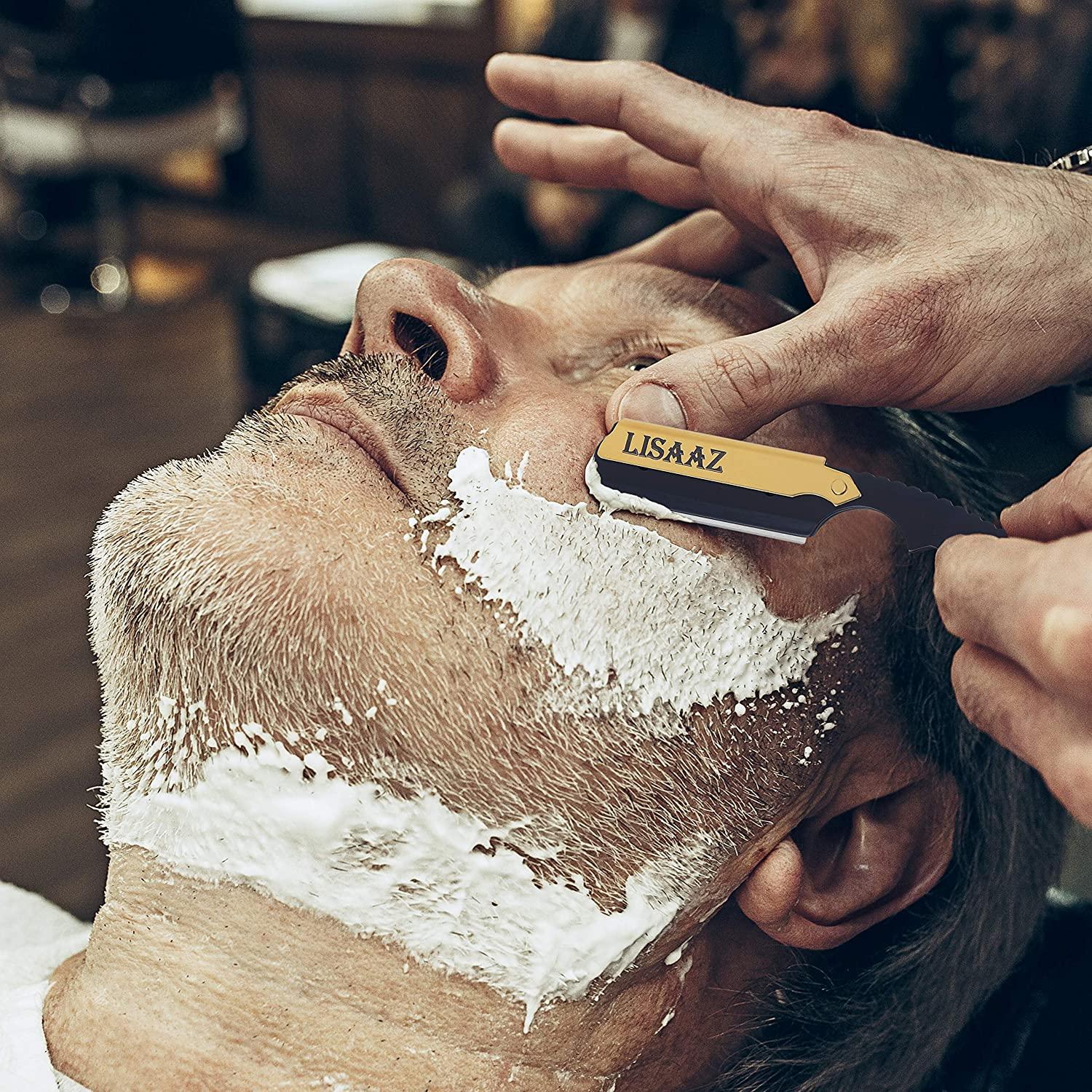 Lisaaz Straight Razors for men 100 Blades Black classic shaving razors ...