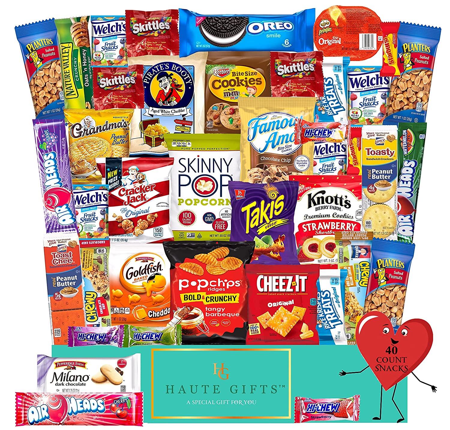 Ultimate Snacks Care Package - 40 Count Variety Sampler in Beautiful ...