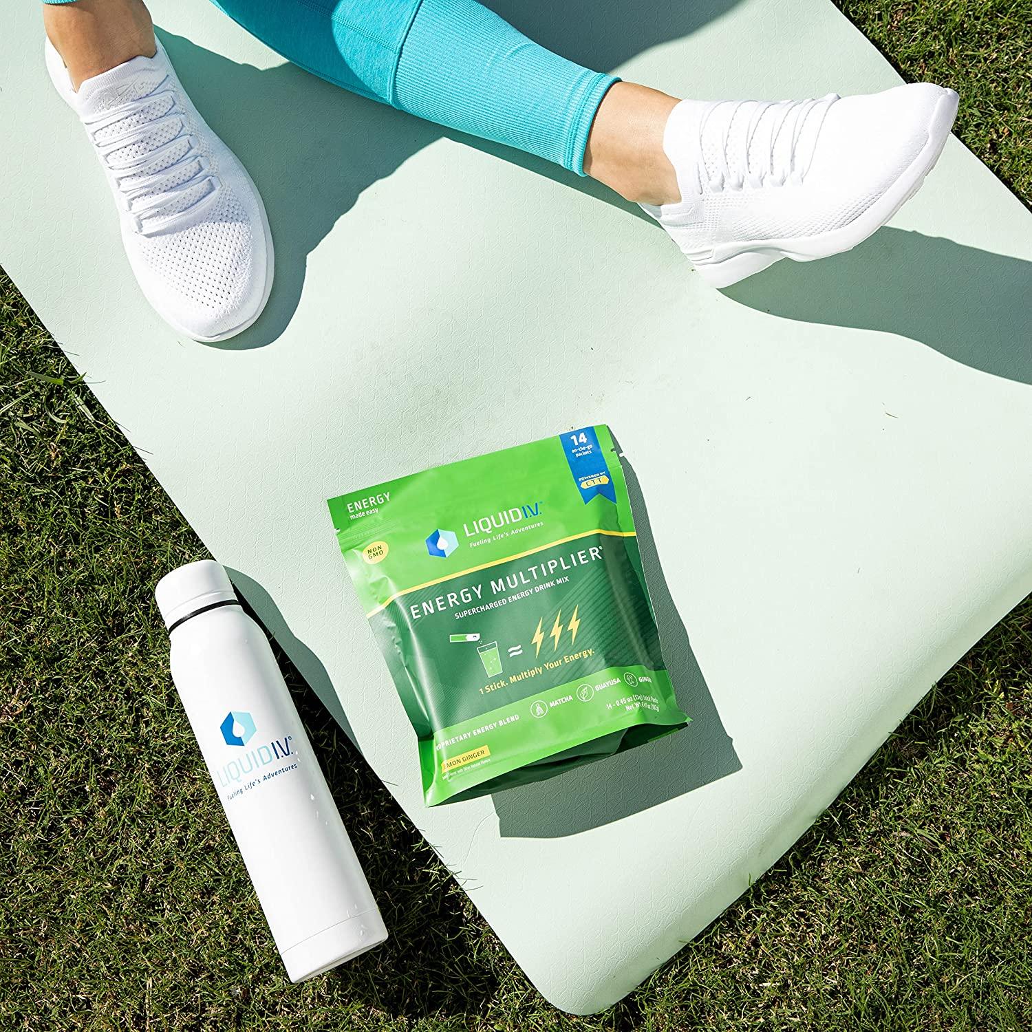 Liquid I.V. Energy Multiplier - Matcha & Green Energy Blend Drink Mix | Natural Caffeine | Lemon ...