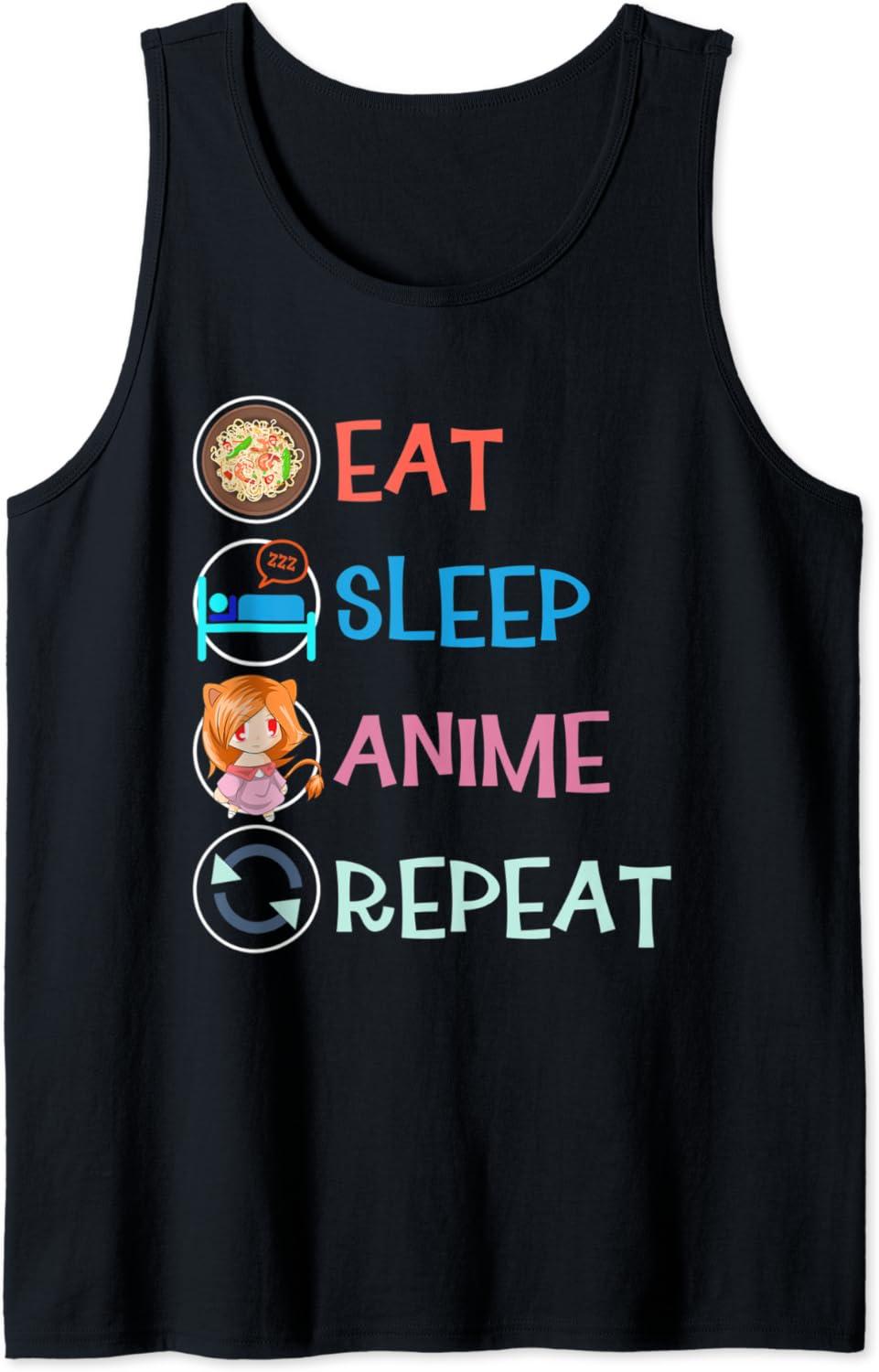 Eat Sleep Anime Repeat Japanese Ramen Noodles Kawaii Anime Tank Top ...