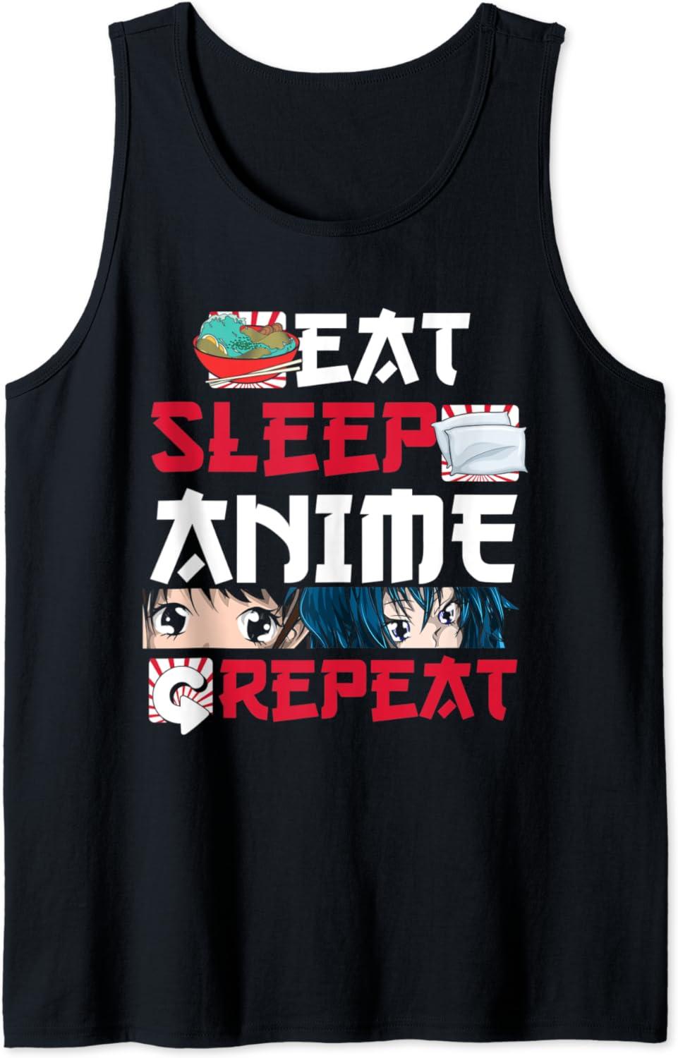 Kawaii Japanese Ramen Noodles Eat Sleep Anime Repeat Anime Tank Top ...