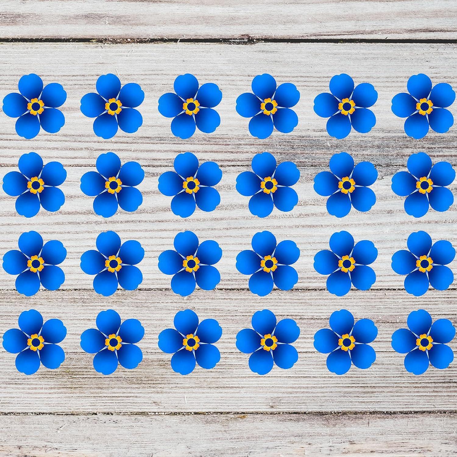 24 x Forget Me Not Pre-Cut Edible Wafer Paper Cupcake Topper Cake ...