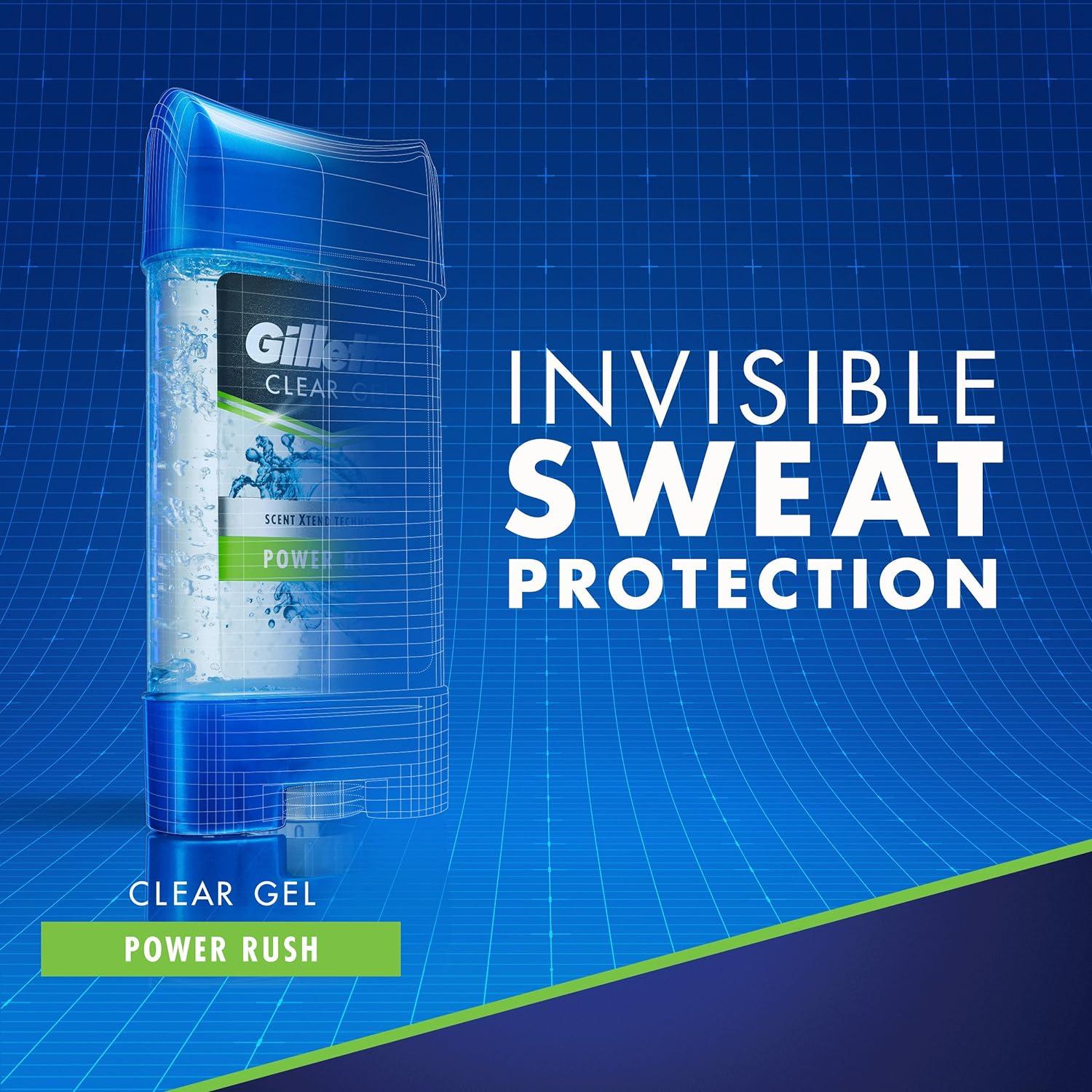 6 Pack Gillette Clear Gel Power Rush 4oz Anti-perspirant Deodorant ...