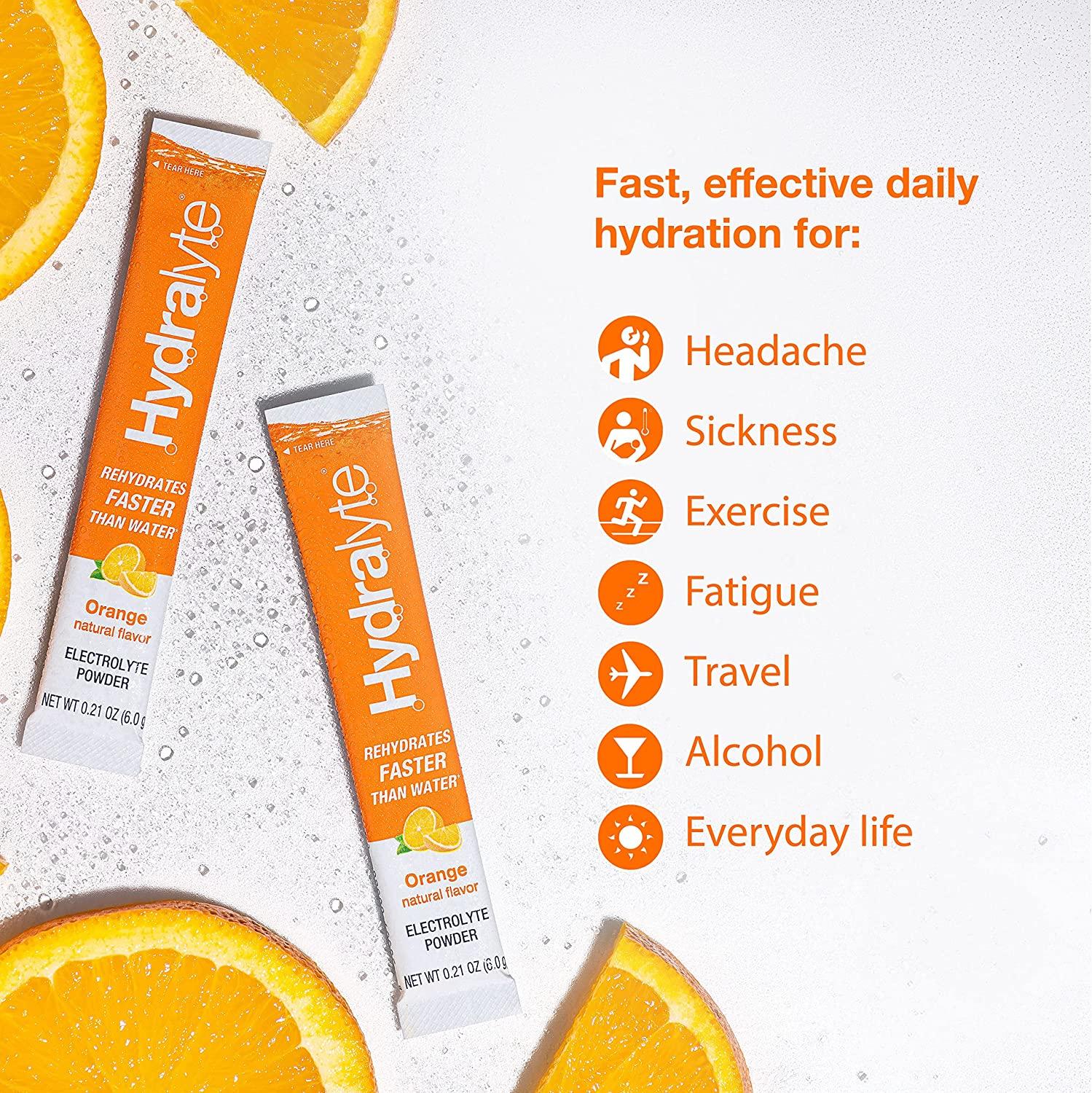 Hydralyte Electrolyte Powder Packets | Orange Hydration Packets | Easy ...