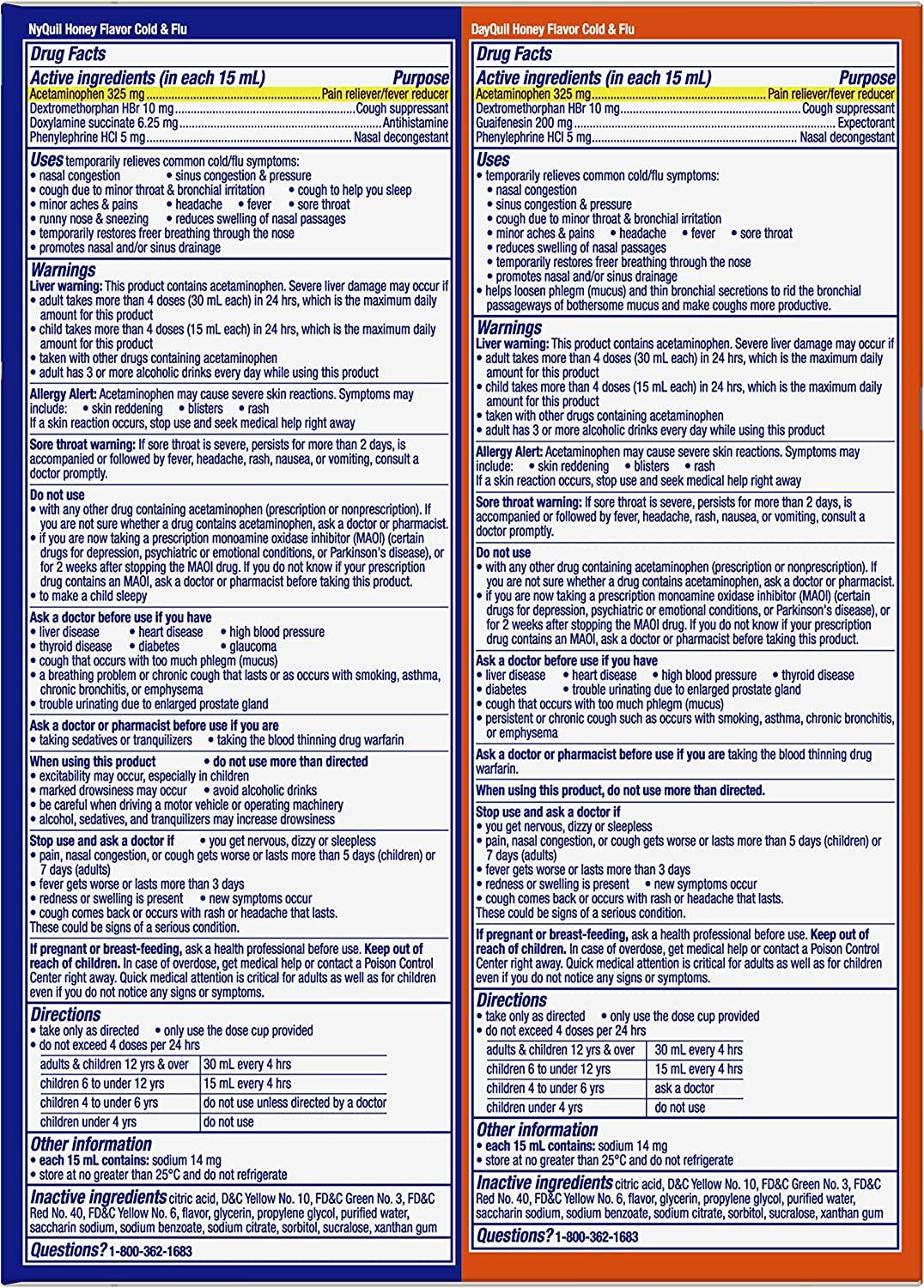 Vicks Dayquil Nyquil Severe Honey Combo Pack 12 Oz Maximum Strength