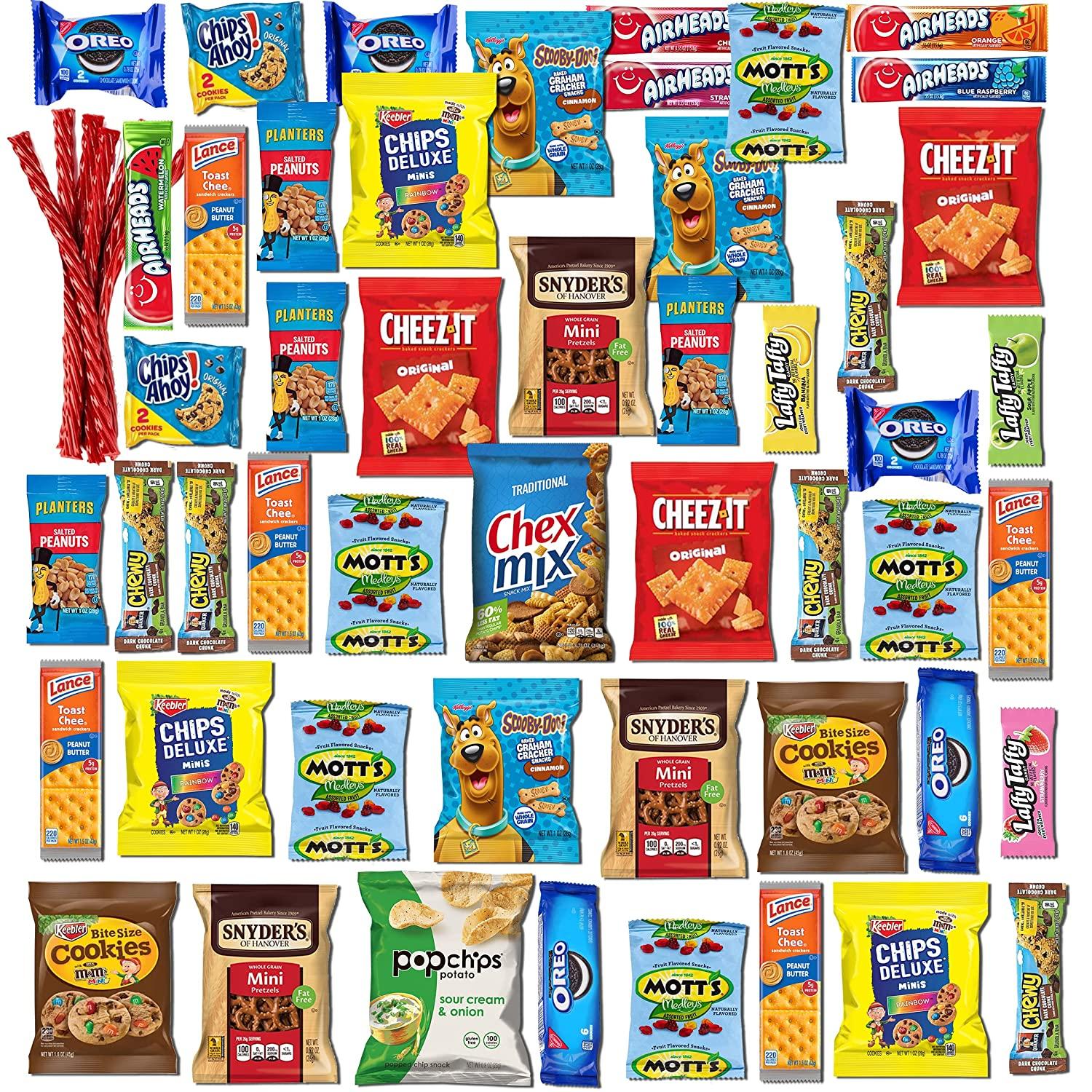 60 Count Snack Box Care Package Variety Pack for Kids, Adults, Teens ...