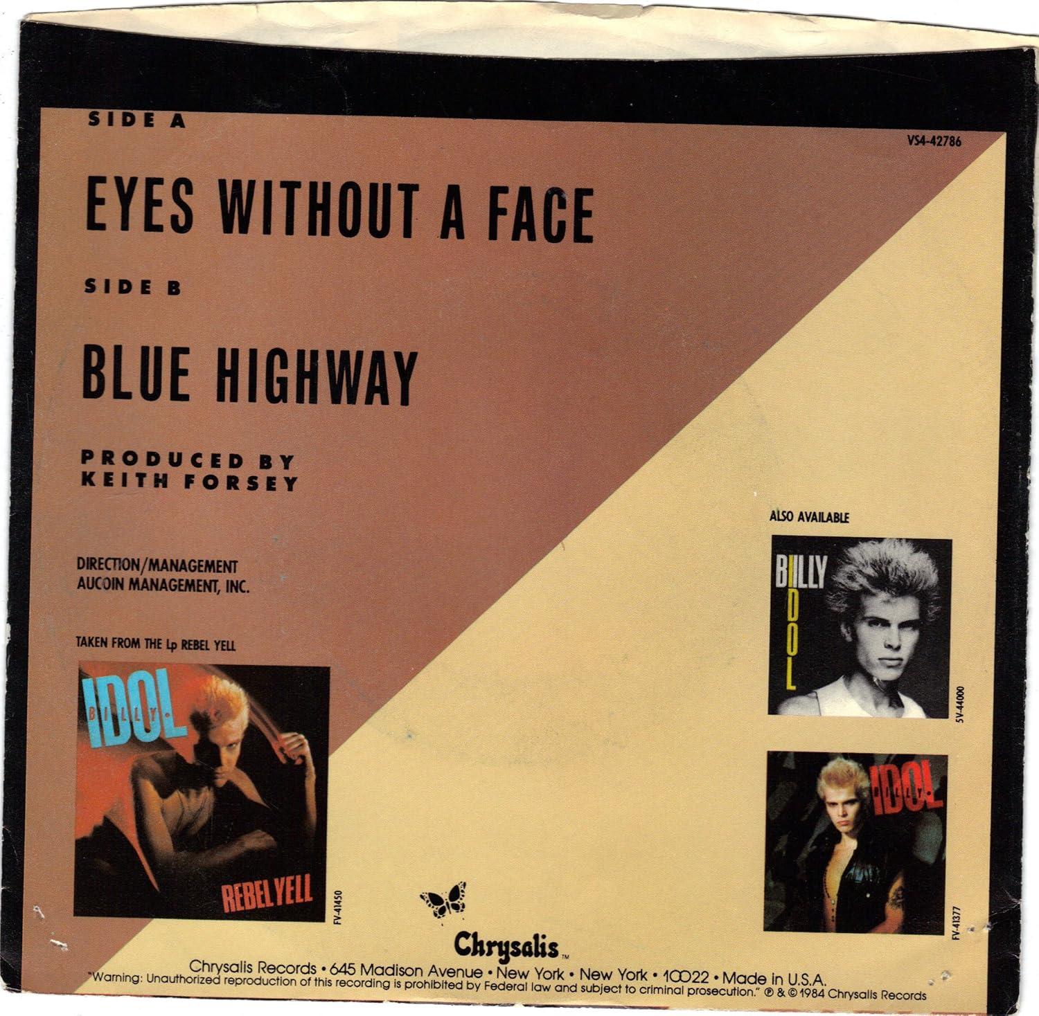 Buy IDOL Billy Eyes Without A Face 45rpm Record + PS - International ...