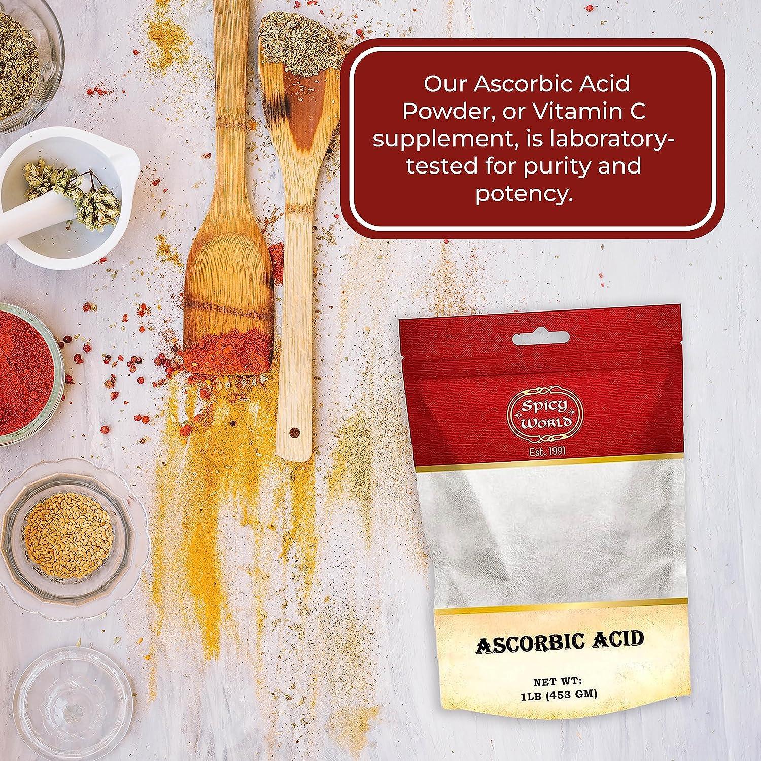 Spicy World Ascorbic Acid Vitamin C Powder 1 LB - Pure VIT C Dietary ...