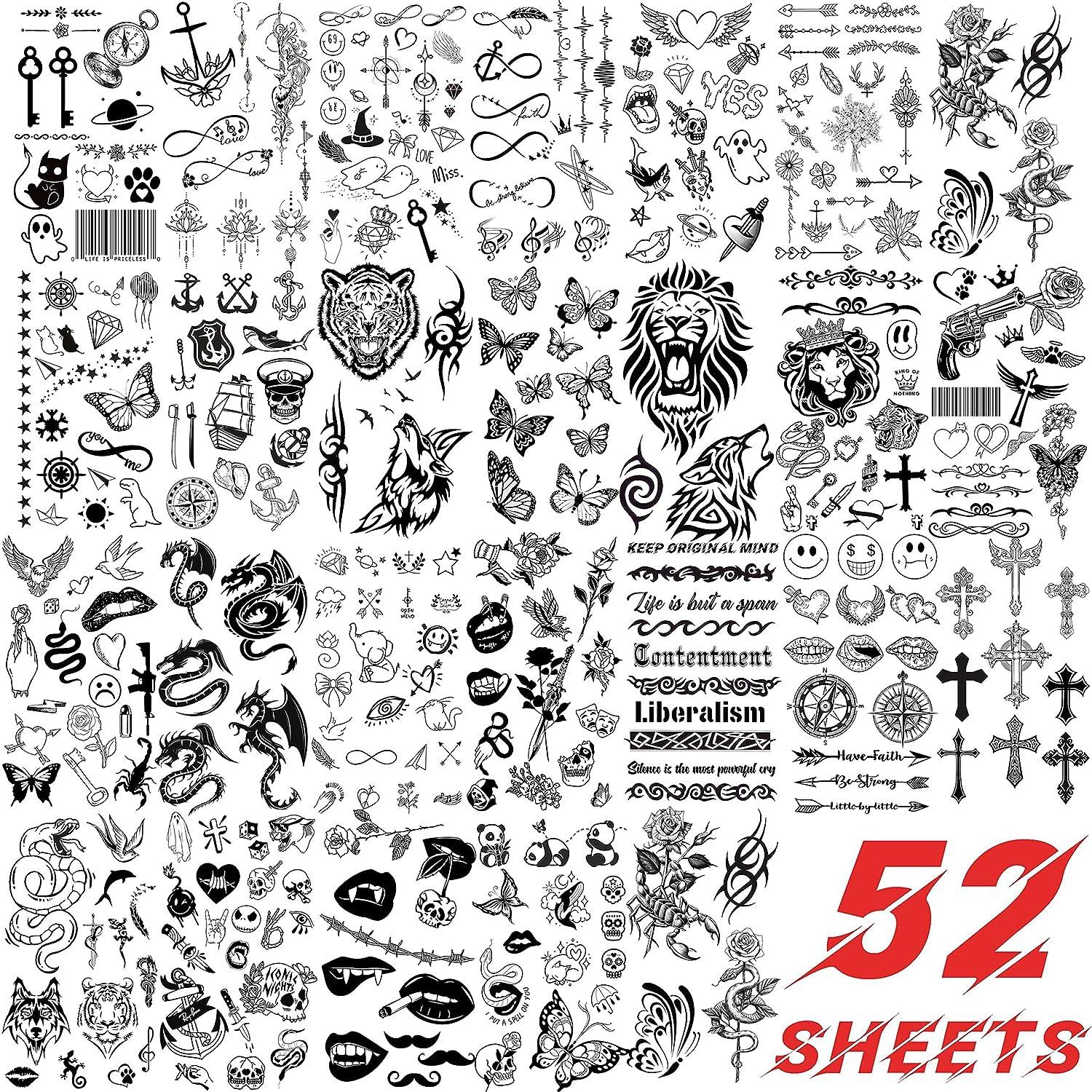 52 Tiny Small Temporary Tattoos for Kids & Adults - Tribal Animals ...