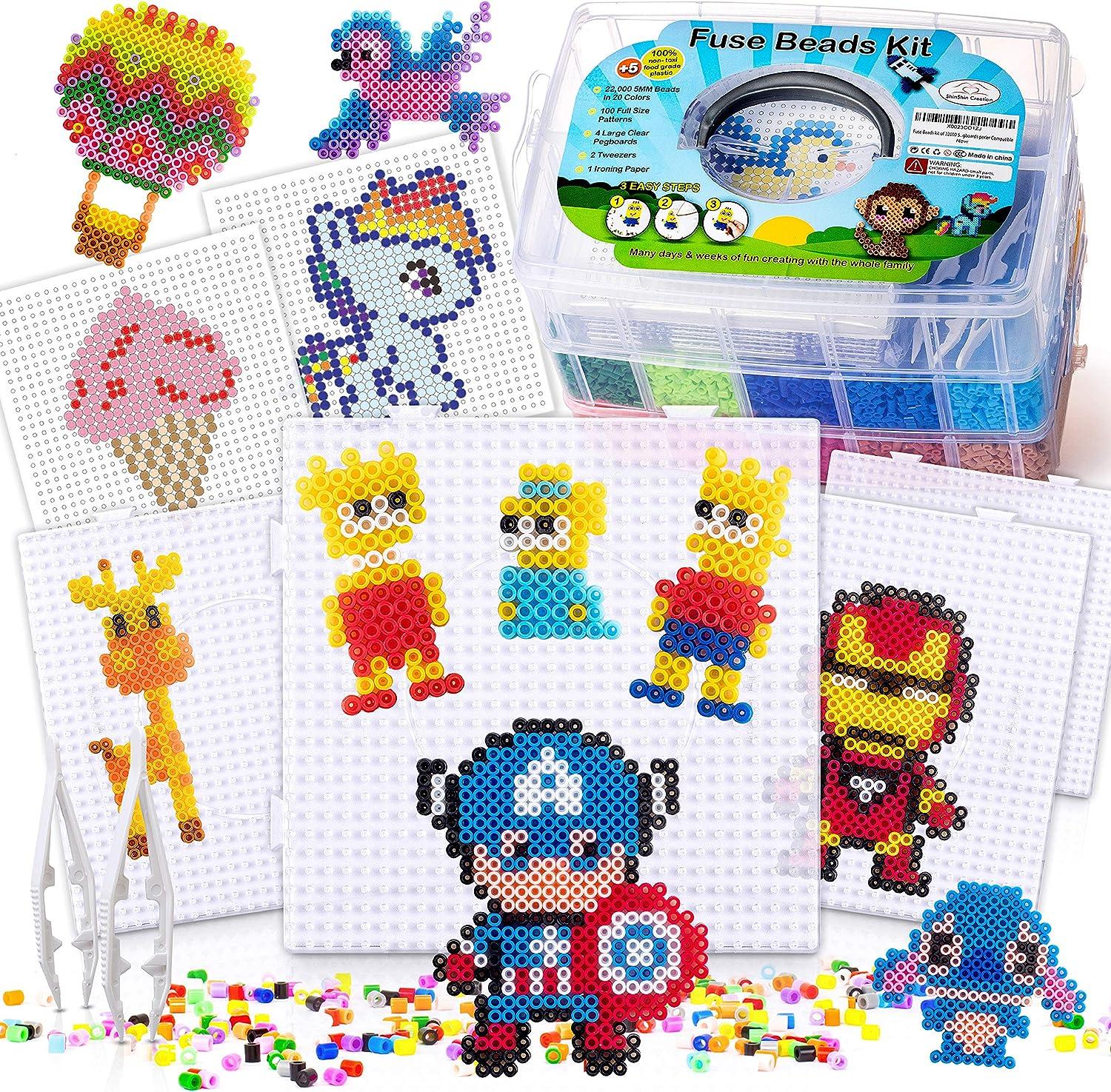 22,000 5mm Fuse Beads Kit with 100 Patterns, Pegboards, Tweezers ...