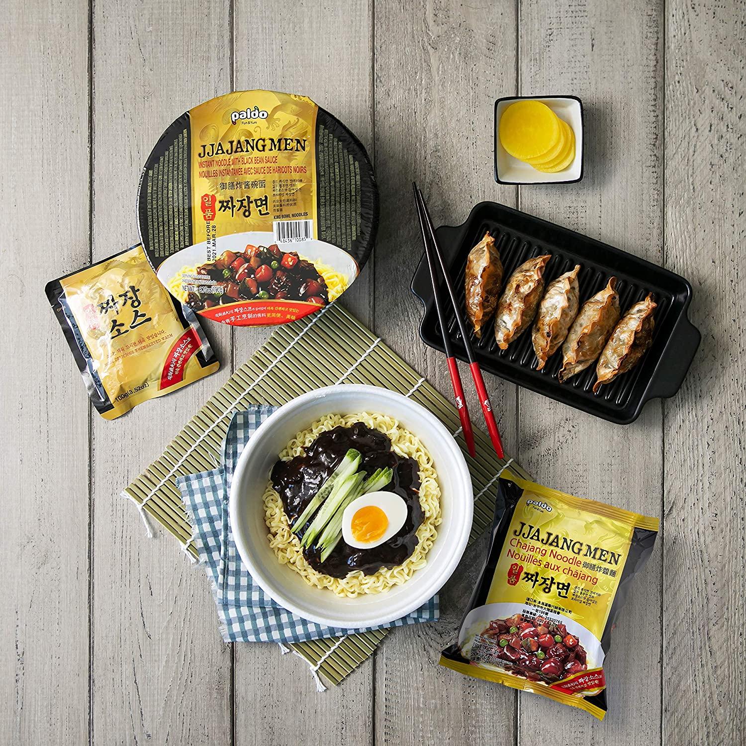Paldo Ilpoom Jjajangmen Noodles - 4 Pack | Traditional Korean Ramen with Black Bean Sauce ...