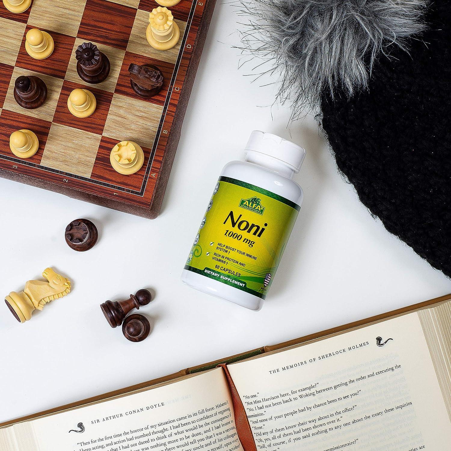 Noni 1000 mg 60 Capsules - Antioxidant Tonic for Body's Optimal ...