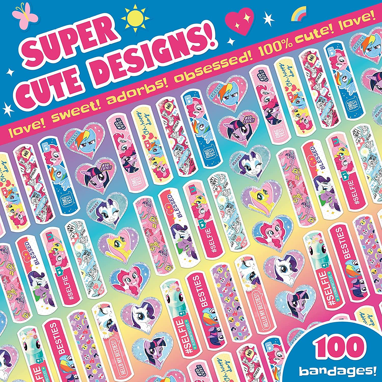 My Little Pony Kids Glitter Bandages 100 ct | Assorted Shapes & Sizes ...