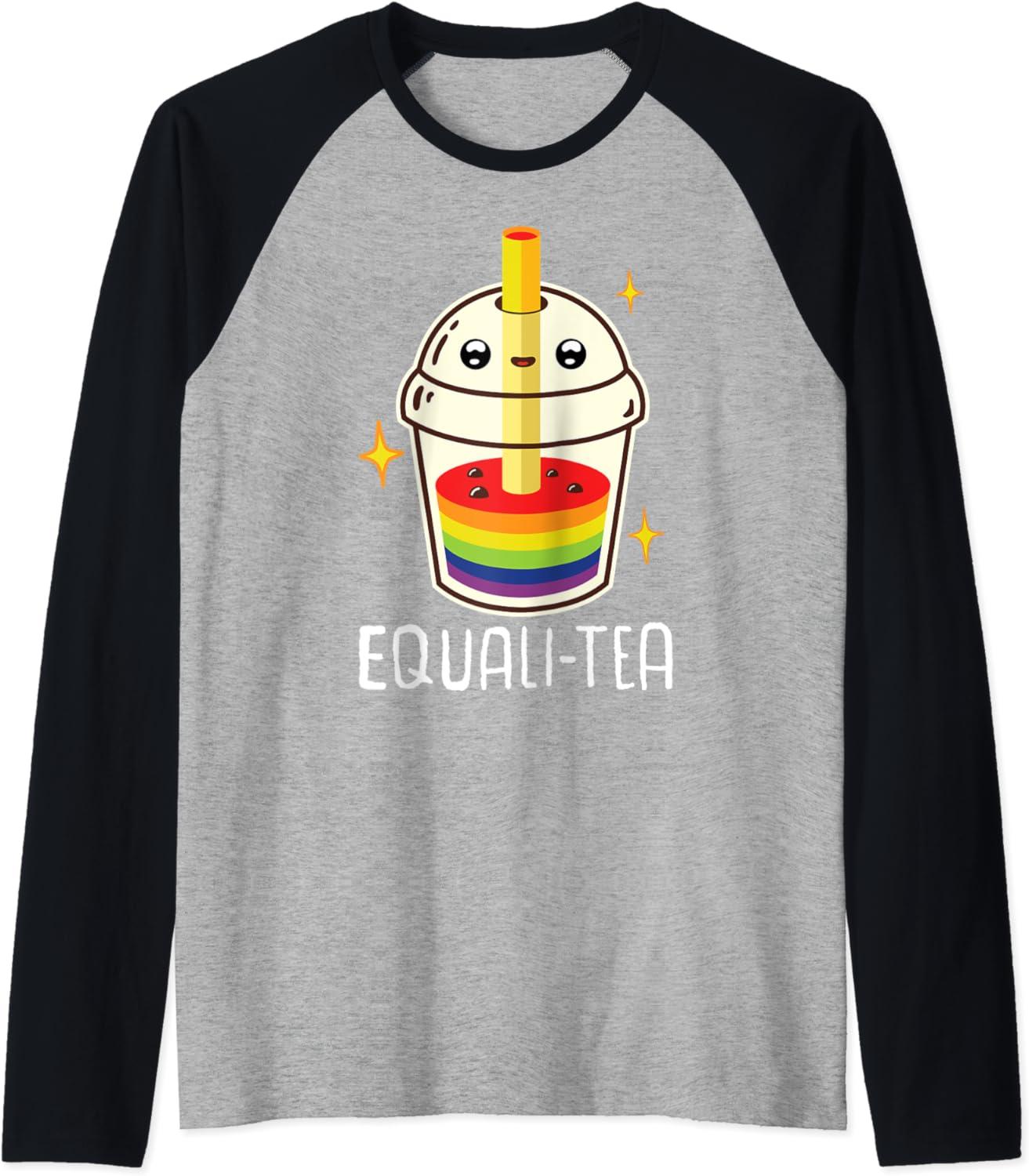 Equalitea Bubble Tea Mug Boba Tea Milk Gay LGBT Pride Kawaii Raglan ...