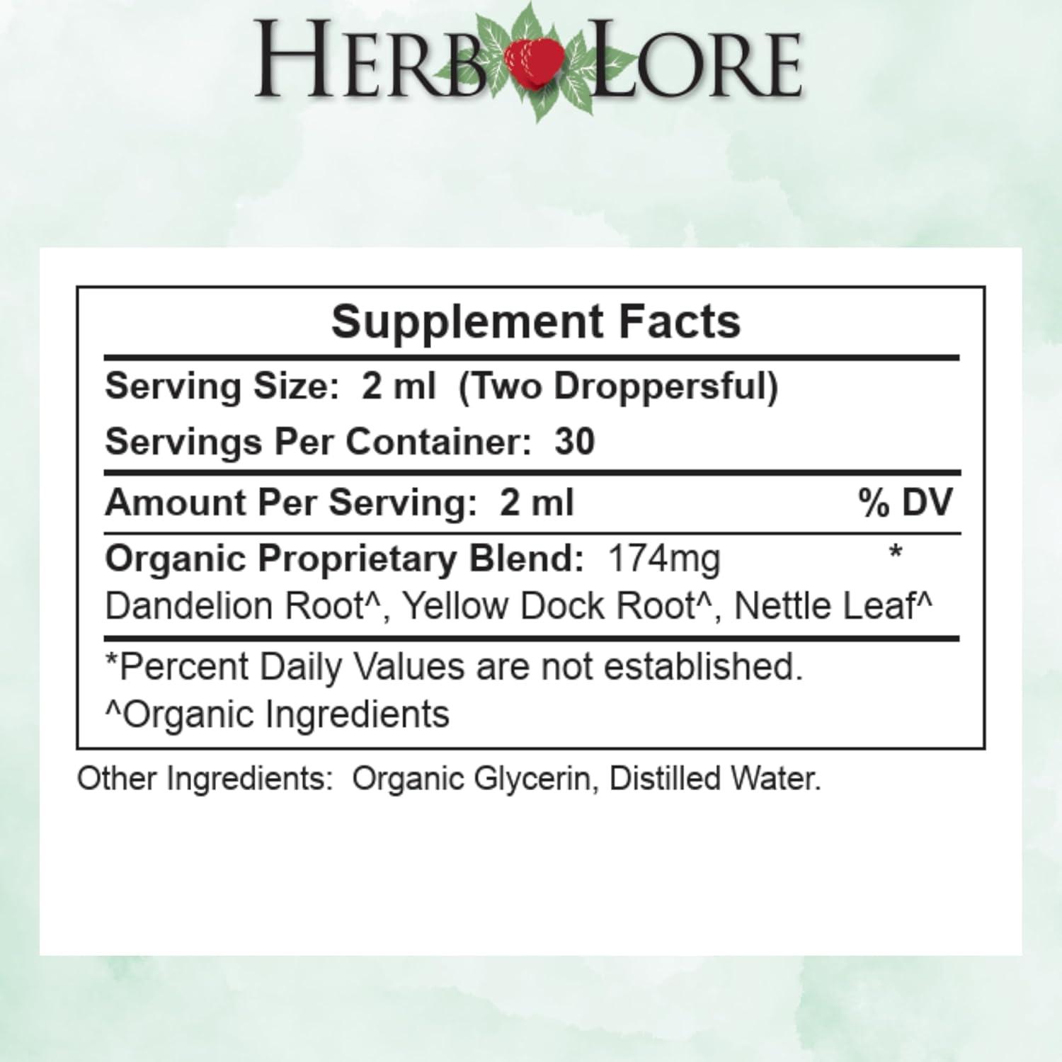 Herb Lore Iron Tonic Tincture - 2 oz - Non-Constipating Iron Boosting ...