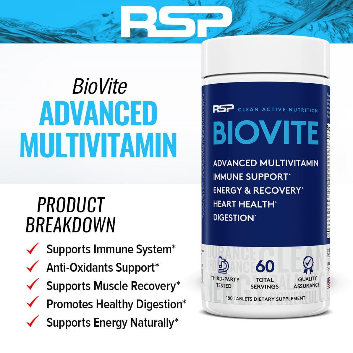 RSP Nutrition Biovite Advanced Multivitamin - 180 Tablets | Premium ...