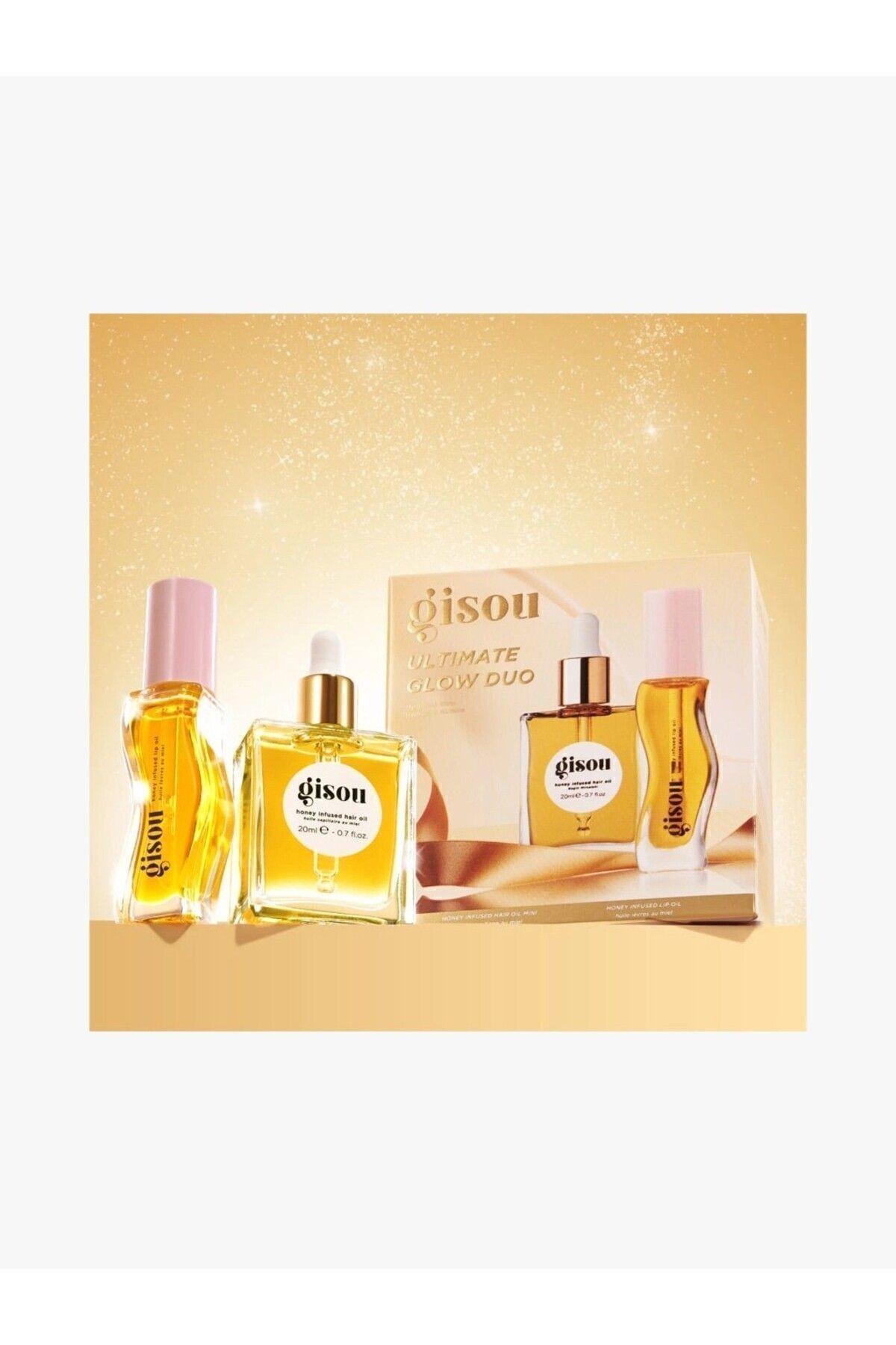 gisou Ultimate Glow Duo - Hair and Lip Oil Set for Healthier Shinier ...