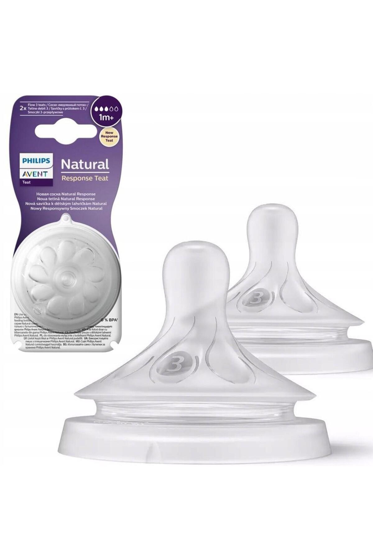 Philips Avent Natural Response 2-Piece Bottle Teat Size 3 1 Month+ ...
