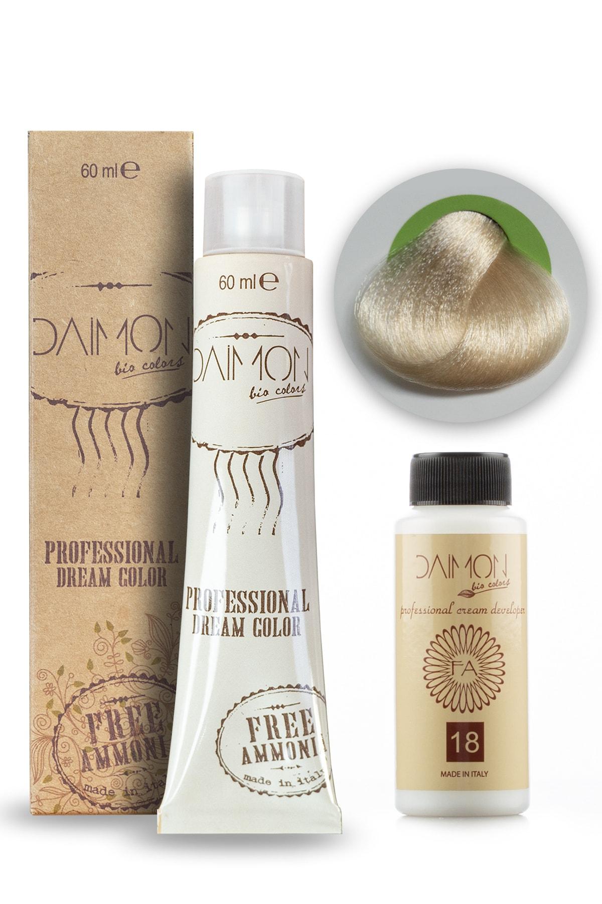 DAIMON Ammonia Free (Fa) 12.21 Ultra Light Crystal Blonde Hair Dye + 60 ...