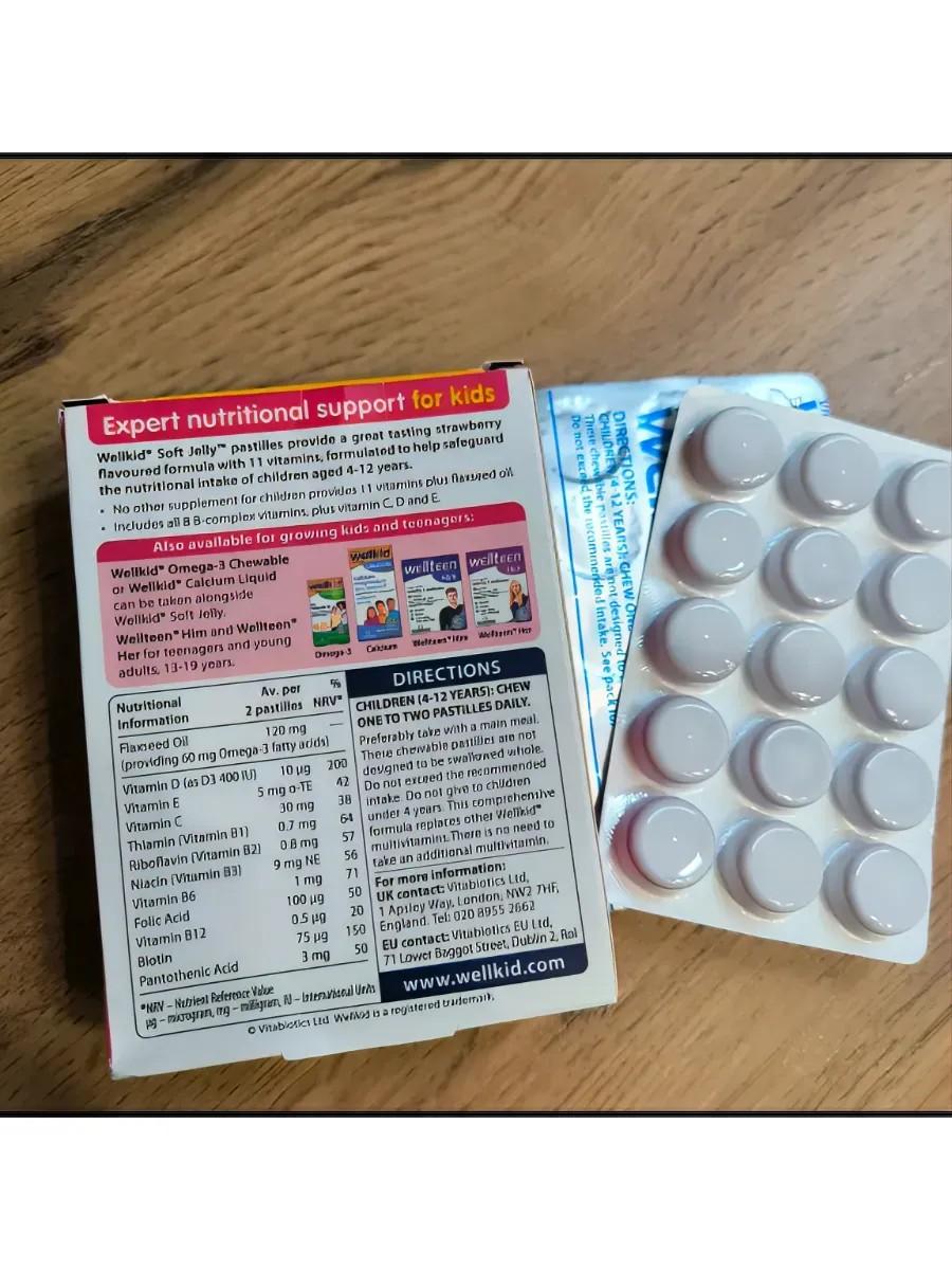 Vitabiotics WellKid Soft Jelly 30 Pastilles Natural Strawberry Flavor ...