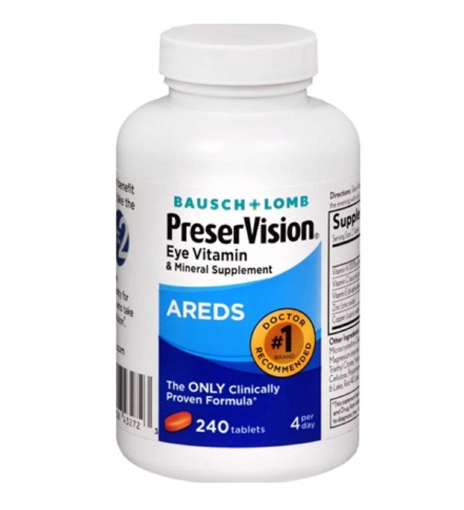 Bausch & Lomb PreserVision Areds 240 Tablets (2 Pack) - Eye Health ...