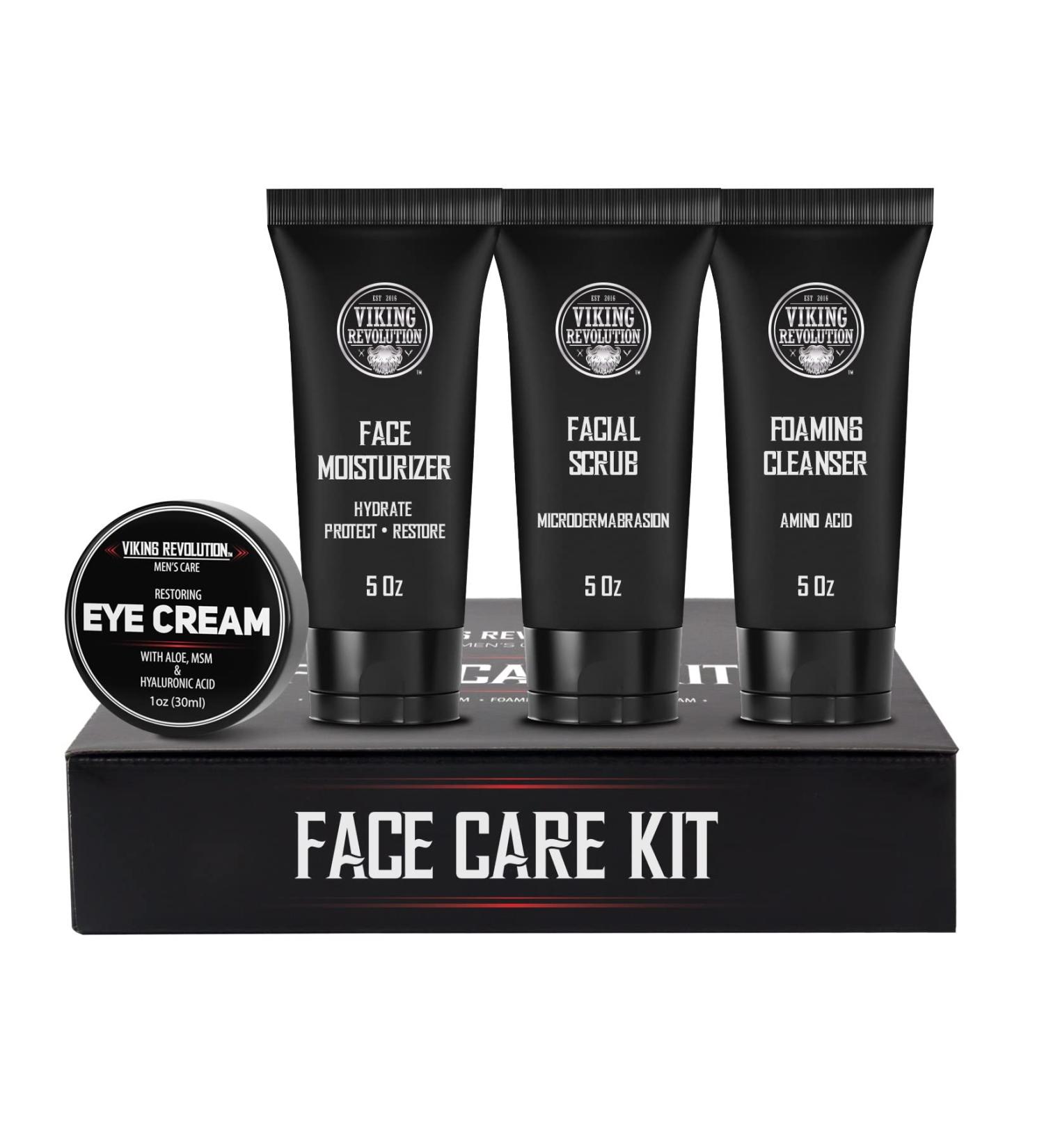 Viking Revolution Men s Skincare Kit Facial Care Set with Moisturizer Scrub Cleanser Eye Cream
