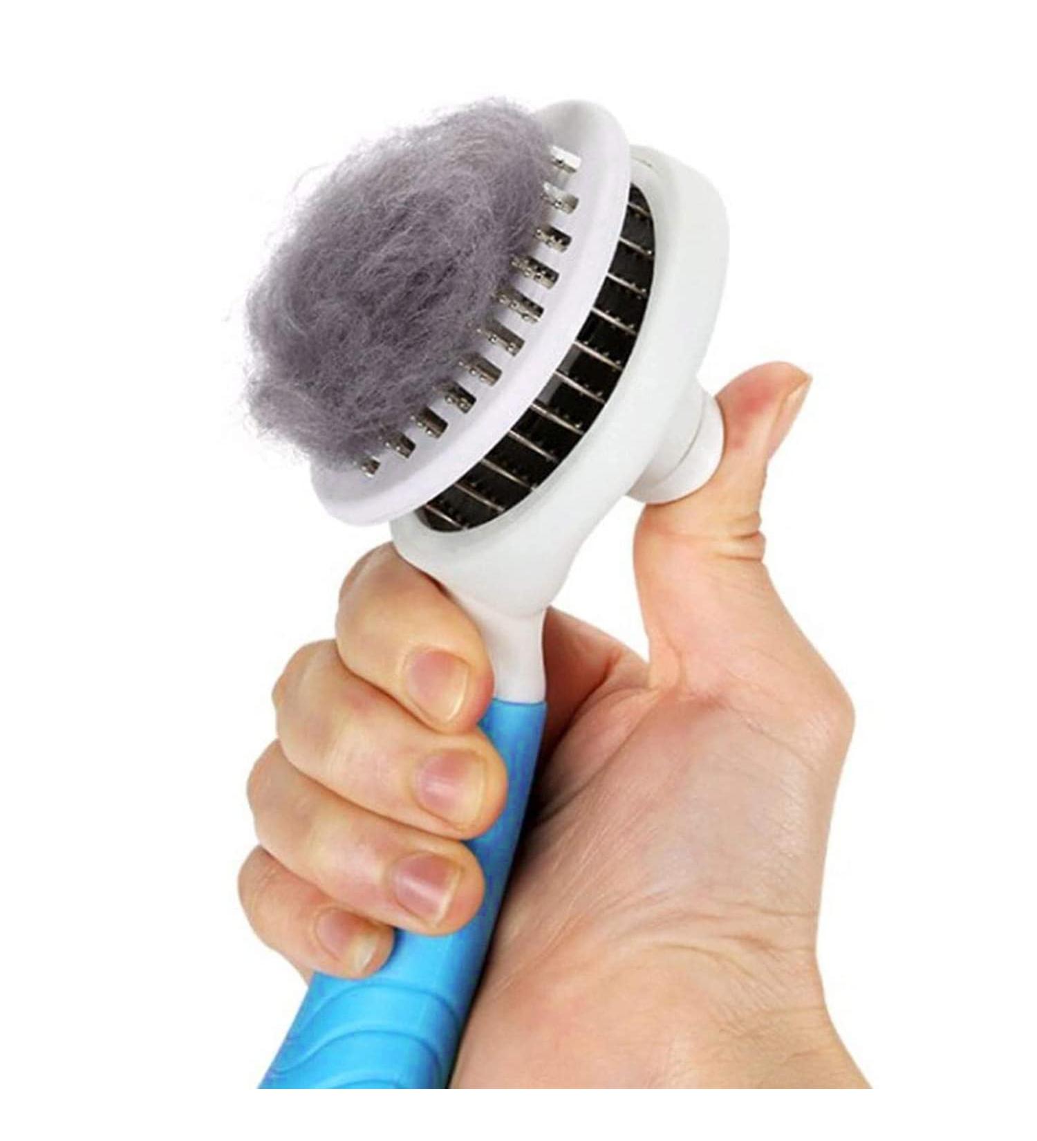 Self Cleaning Cat Grooming Brush Removes Mats and Tangled Hair Pet Massage Tool Blue Slicker Brush for Dogs and Cats