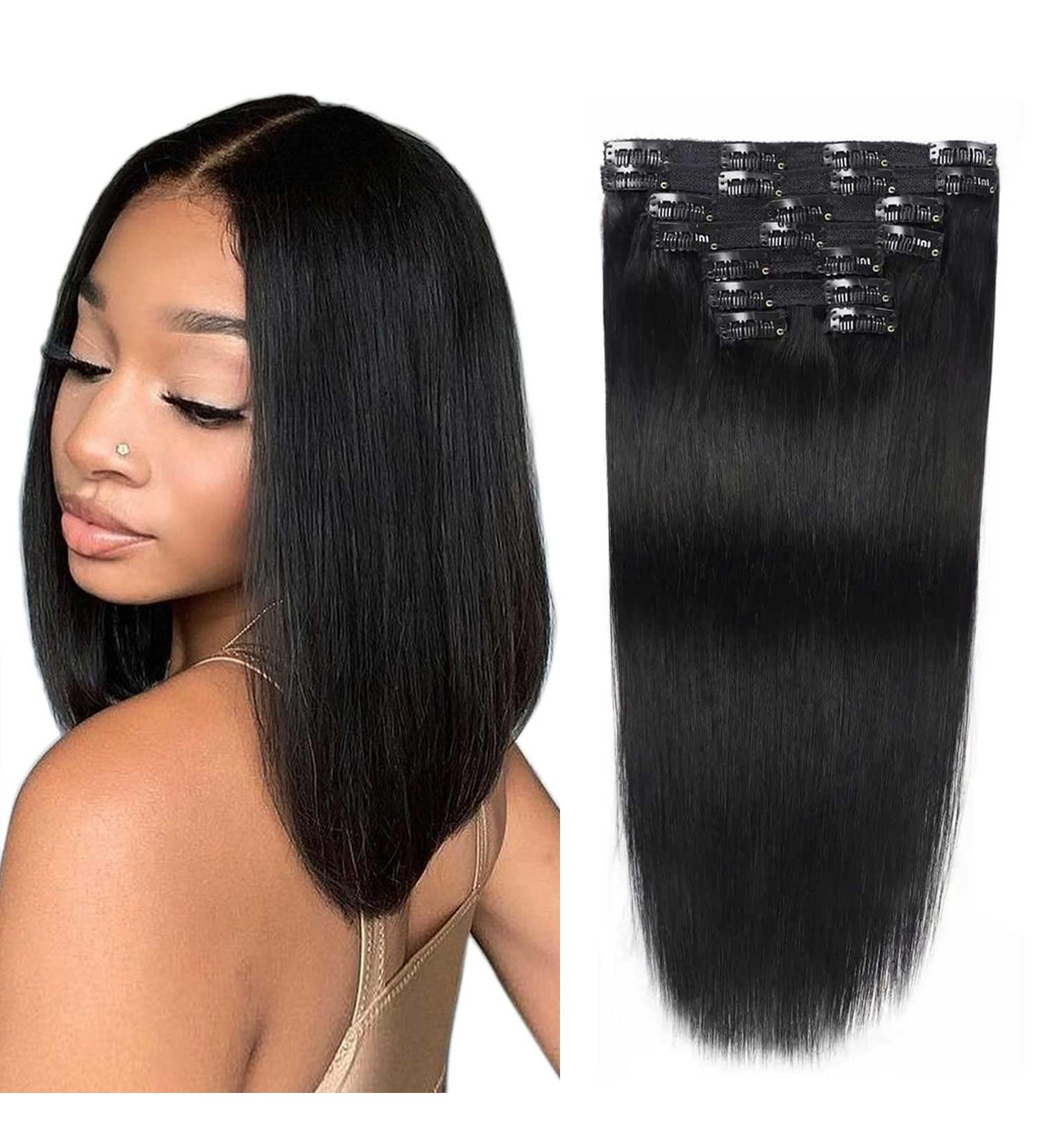 100 human hair clip in extensions store