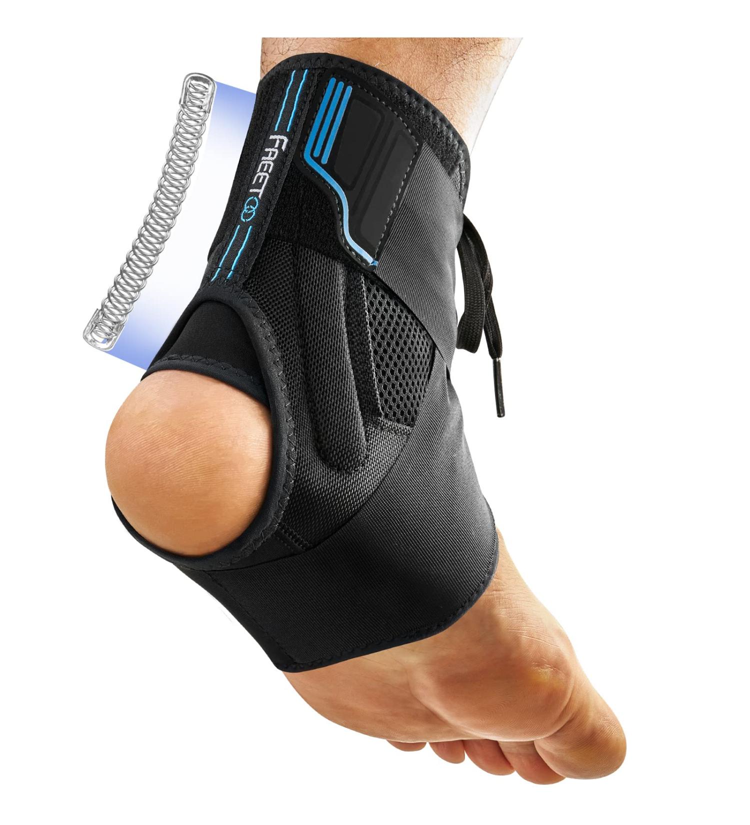 FREETOO Ankle Brace with Maximum Metal Support for Men Women Compression Foot Support for Sprained Ankle Plantar Fasciitis Injury Recovery Lace Up Ankle Support for Running Volleyball Left Right