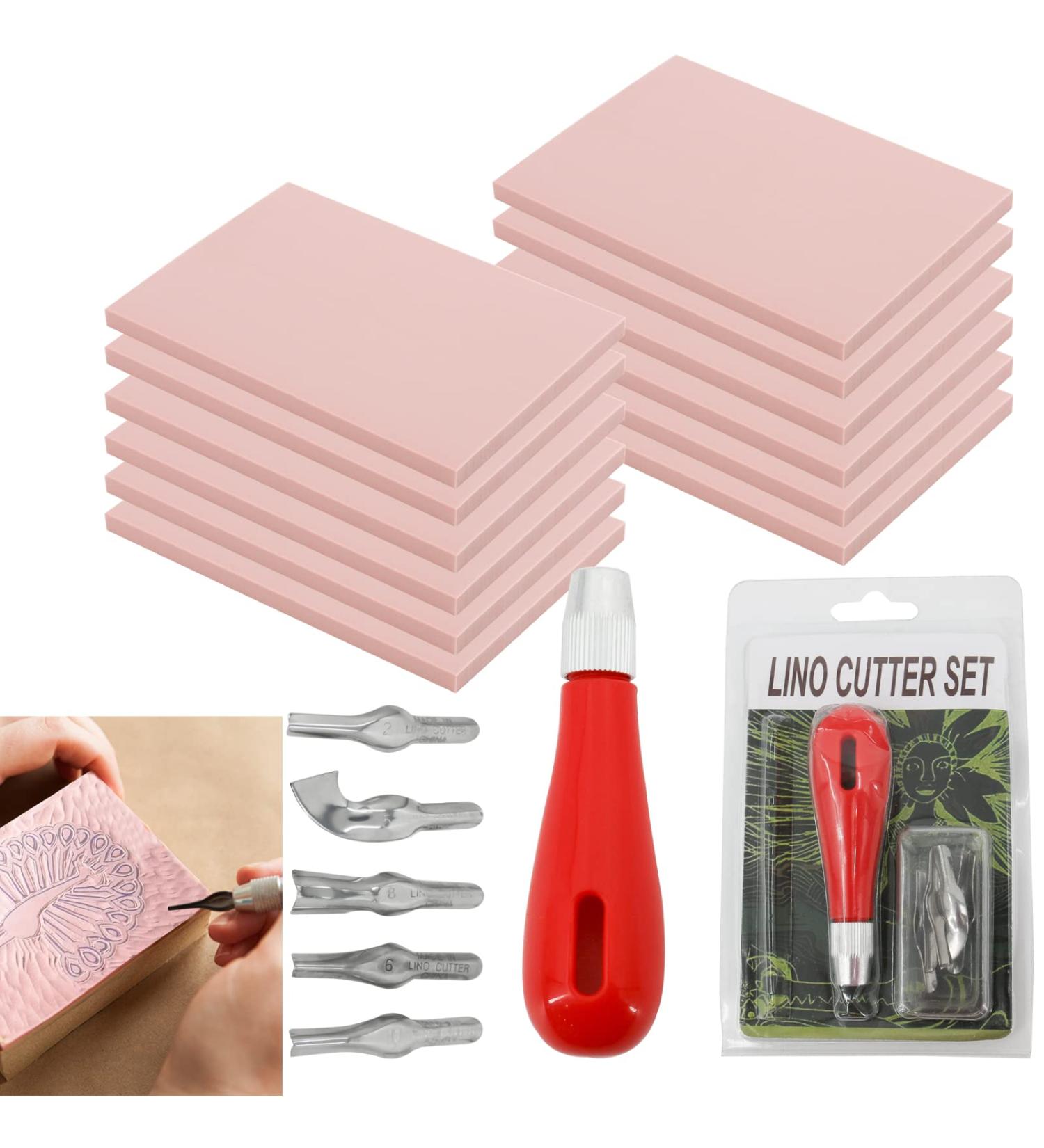 Wood Carving WerkWeit [12PCS] Rubber Carving Blocks Linoleum Block With ...