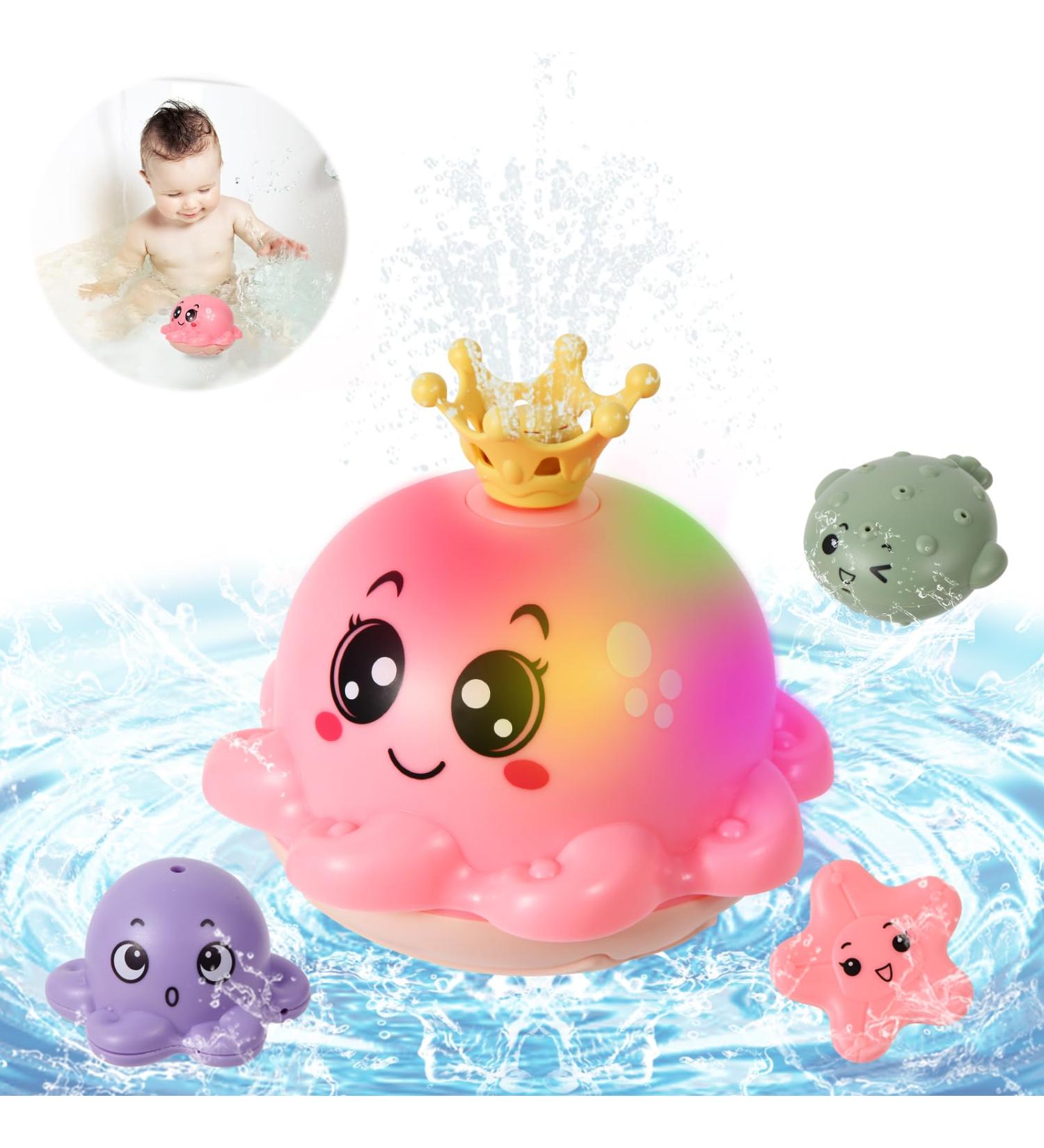 Delycazy Baby Bath Toys LED Light Up Octopus Spray Water Toy for Toddlers Perfect Gift for 1 6 Year Old Boys and Girls Ideal for Bath Tub and Swimming Pool Fun