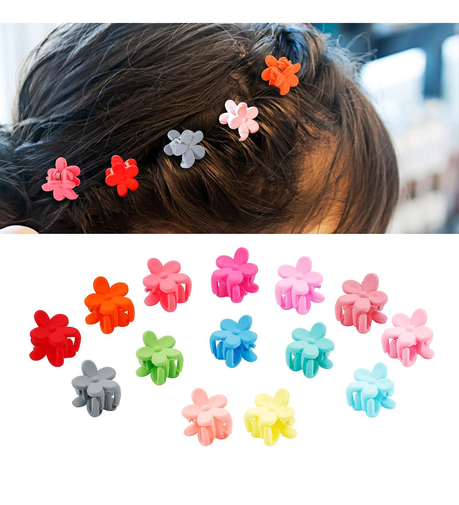 50 Pcs Colorful Mini Hair Claw Clips for Girls Assorted Floral Colors