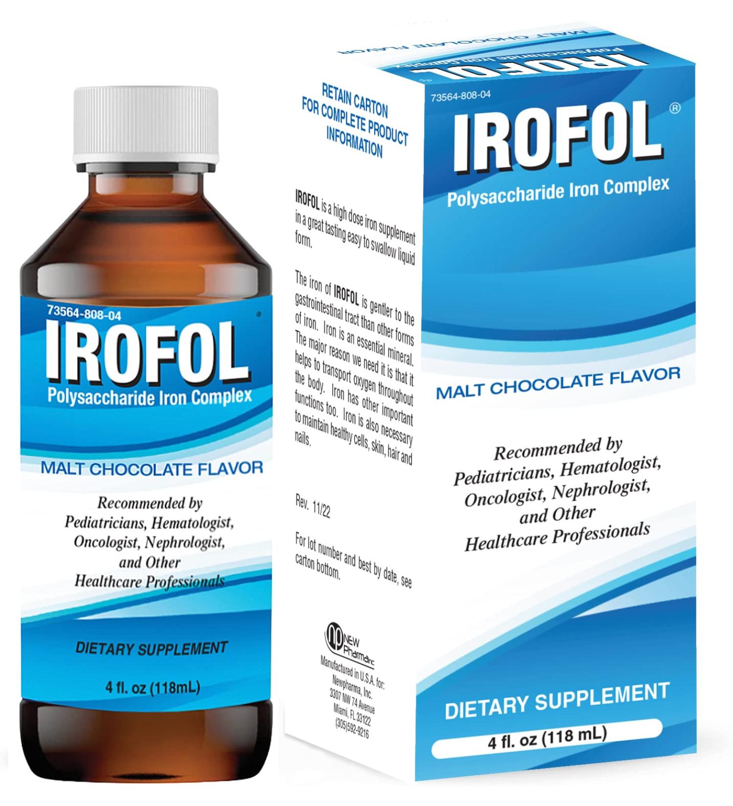 IROFOL High Potency Liquid Iron Supplement | Malt Chocolate Flavor | 4 ...