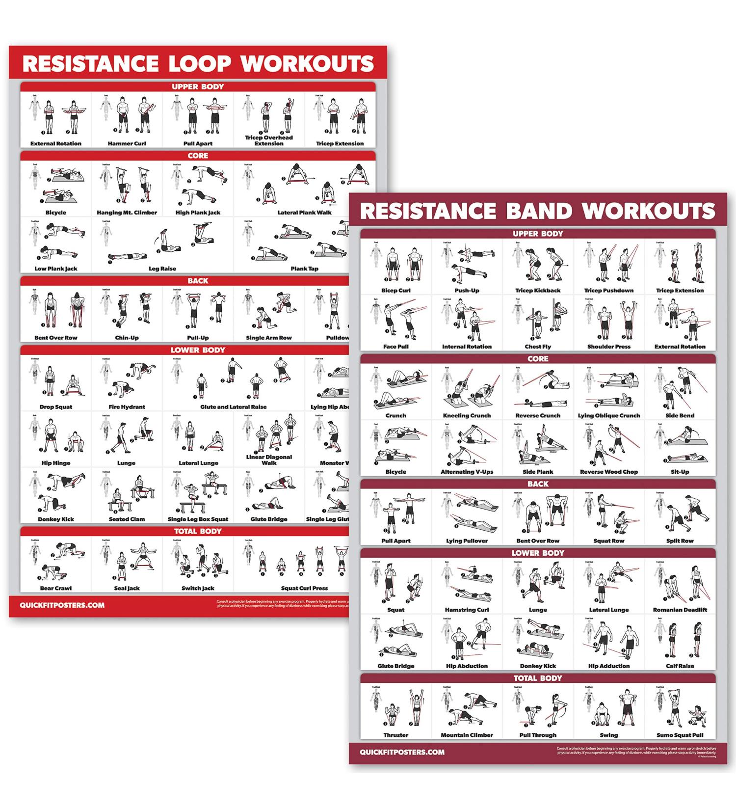 Quickfit Resistance Straps & Loops Set - Laminated Workout Posters ...