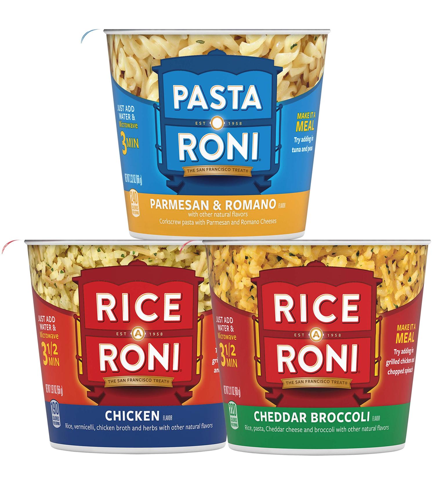 PASTA RONI Rice a Roni Cups Variety Pack - 3 Flavors, 12 Count (2.25 Oz ...