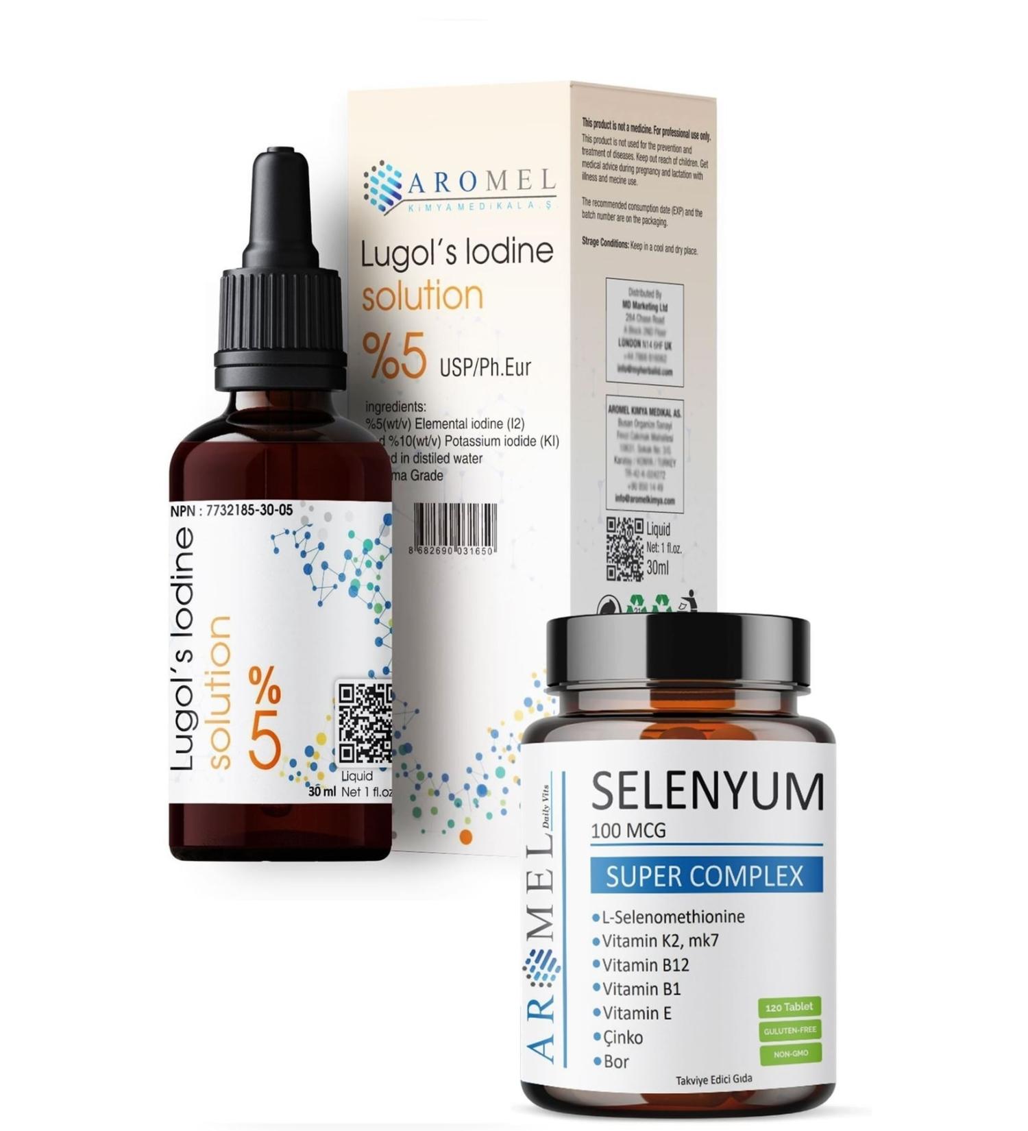 Aromel 5% Lugol 30 Ml Iodine Drops + Selenium Tablet Food Supplement ...